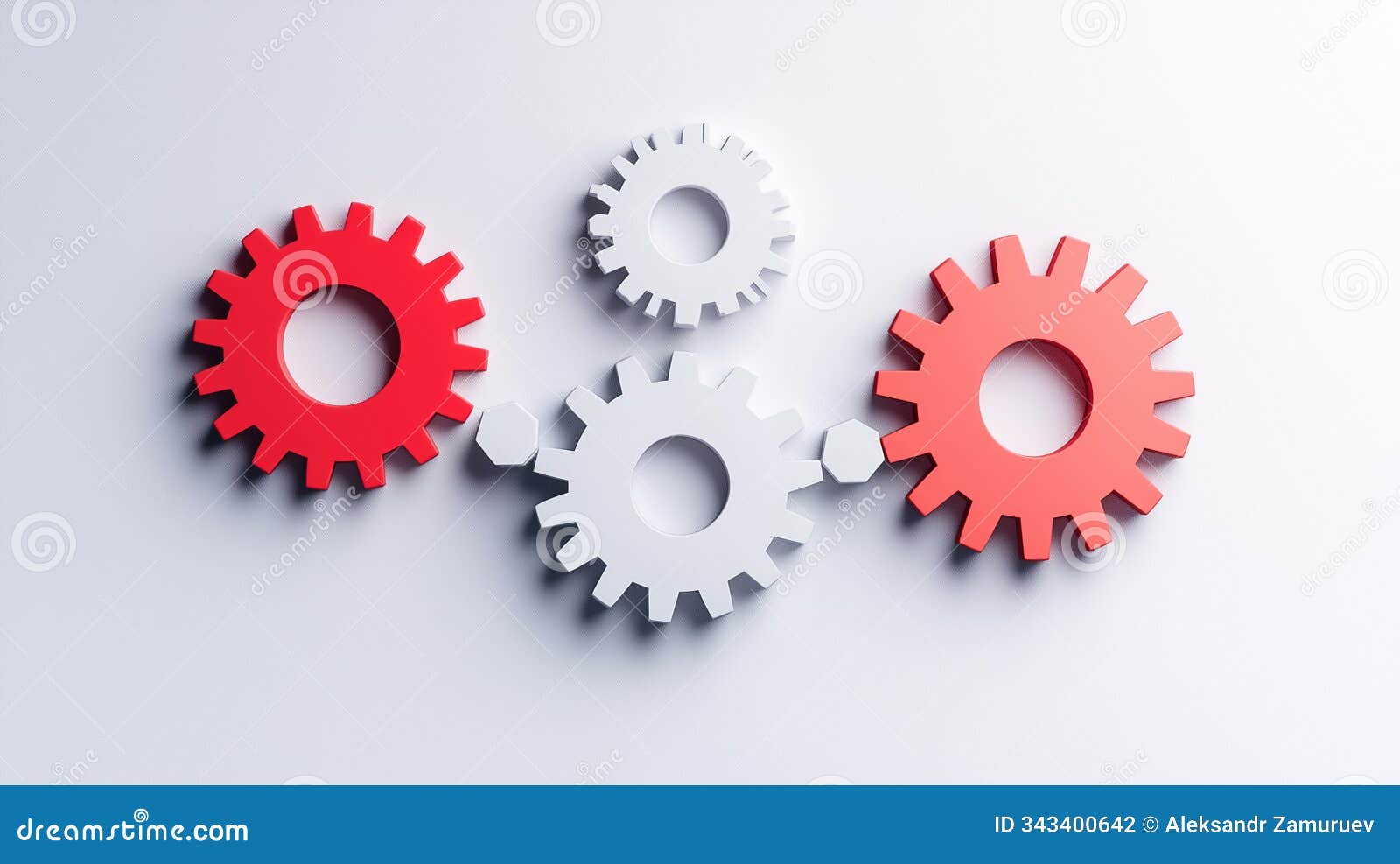 Red and White Gears Connect Seamlessly, Illustrating the Essence of ...