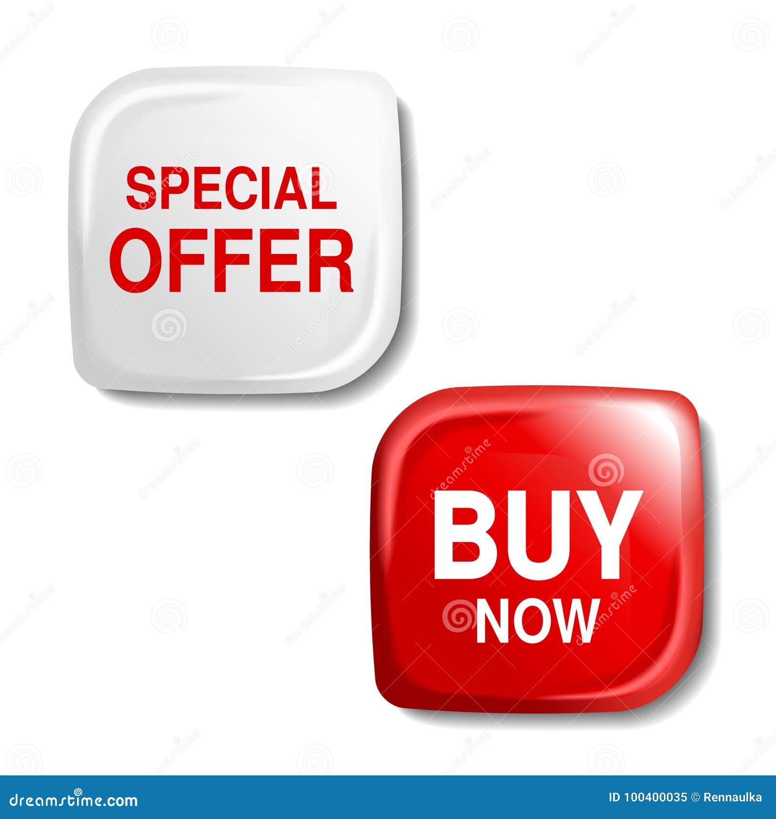 Red and White Glossy Button, Plastic Square Label with Text - Special ...