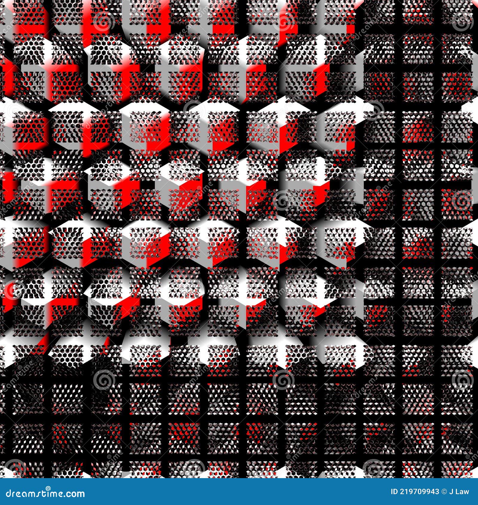 Red White and Grey Repeating Cube Design and Grid Pattern Stock ...