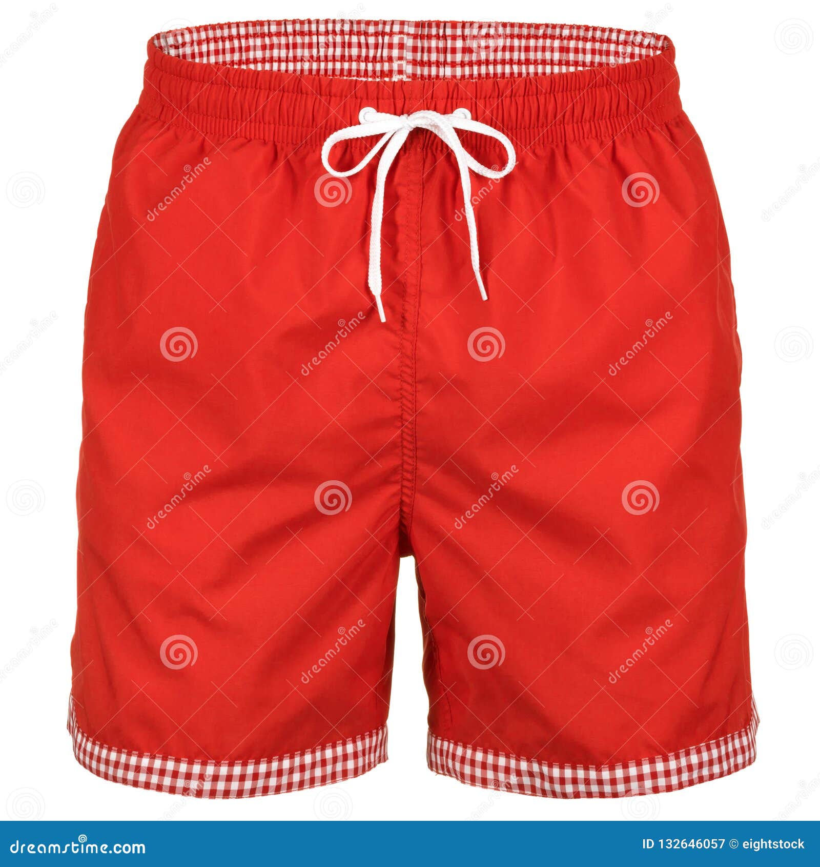 Red And White With Grid Pattern Men Shorts For Swimming Stock Image Image Of Sports Sport