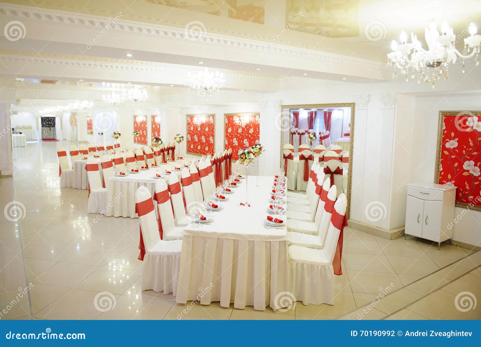 Red and White Hall Style stock photo. Image of elegance - 70190992