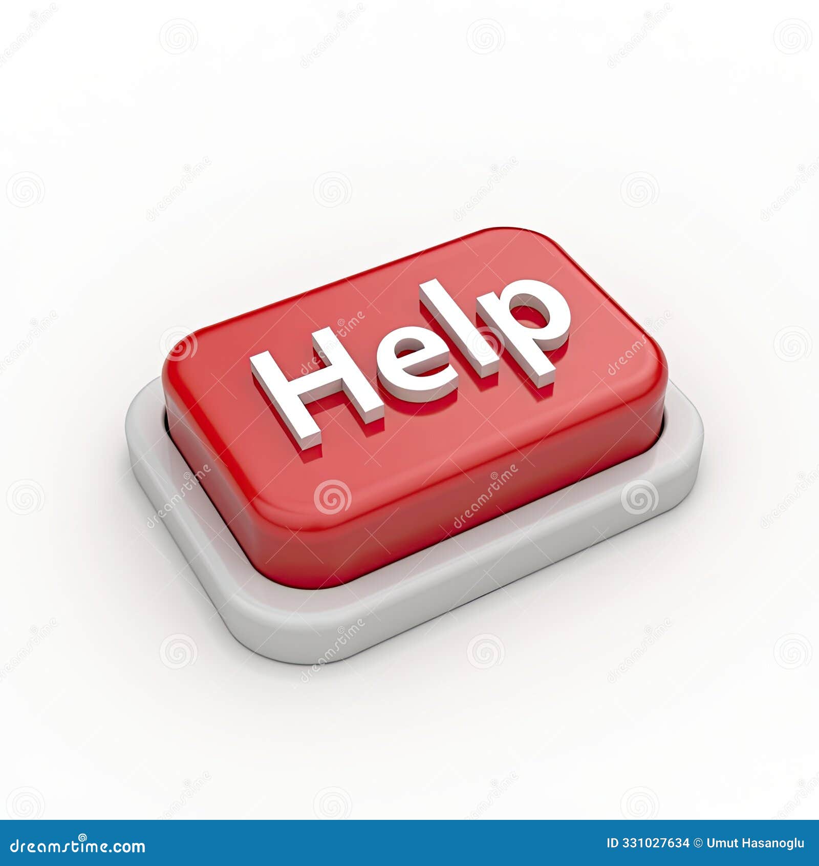A Red and White Help Button in 3D with a Clean, Minimalist Design on a ...