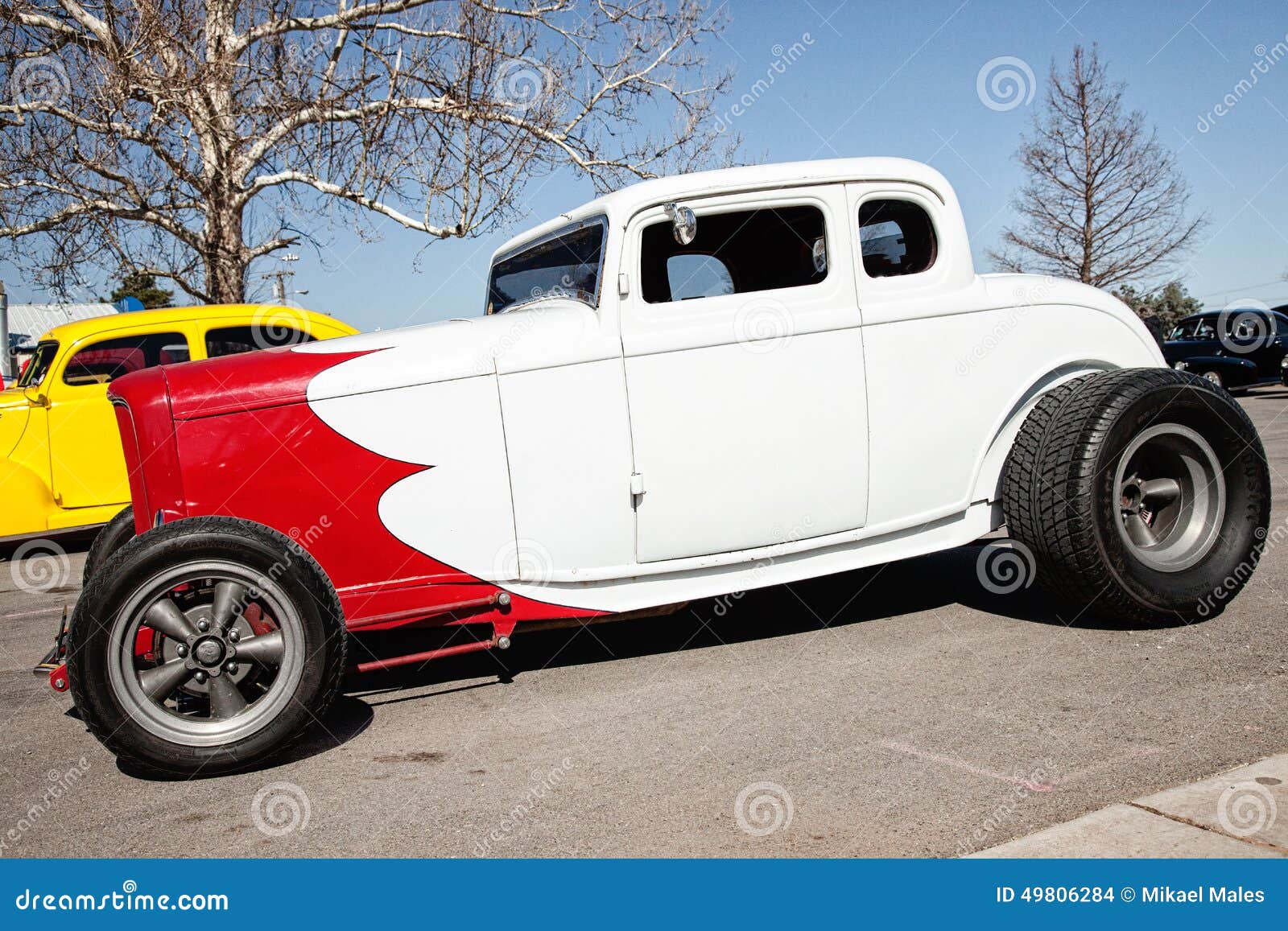 Red and White Hot Rod Car editorial stock image. Image of hotrod - 49806284