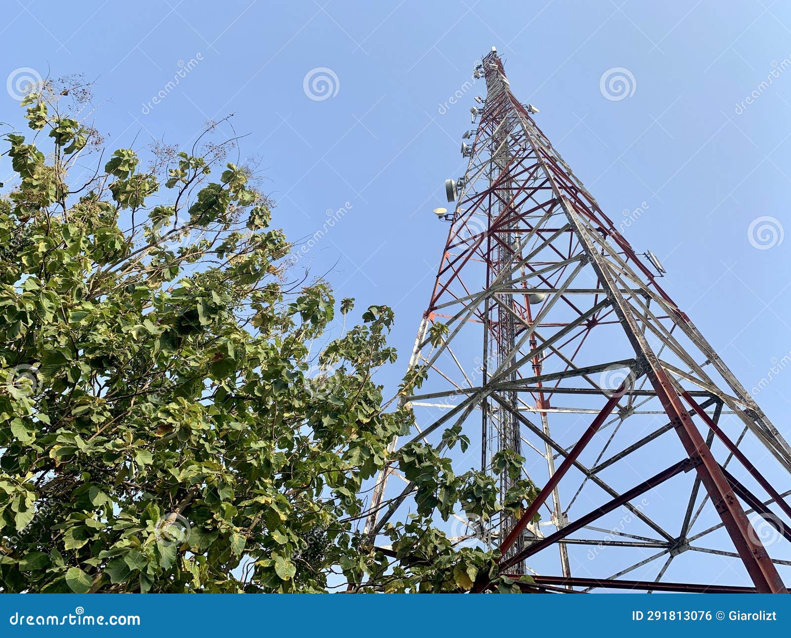 Red and White Internet Network Tower Stock Photo - Image of landmark ...