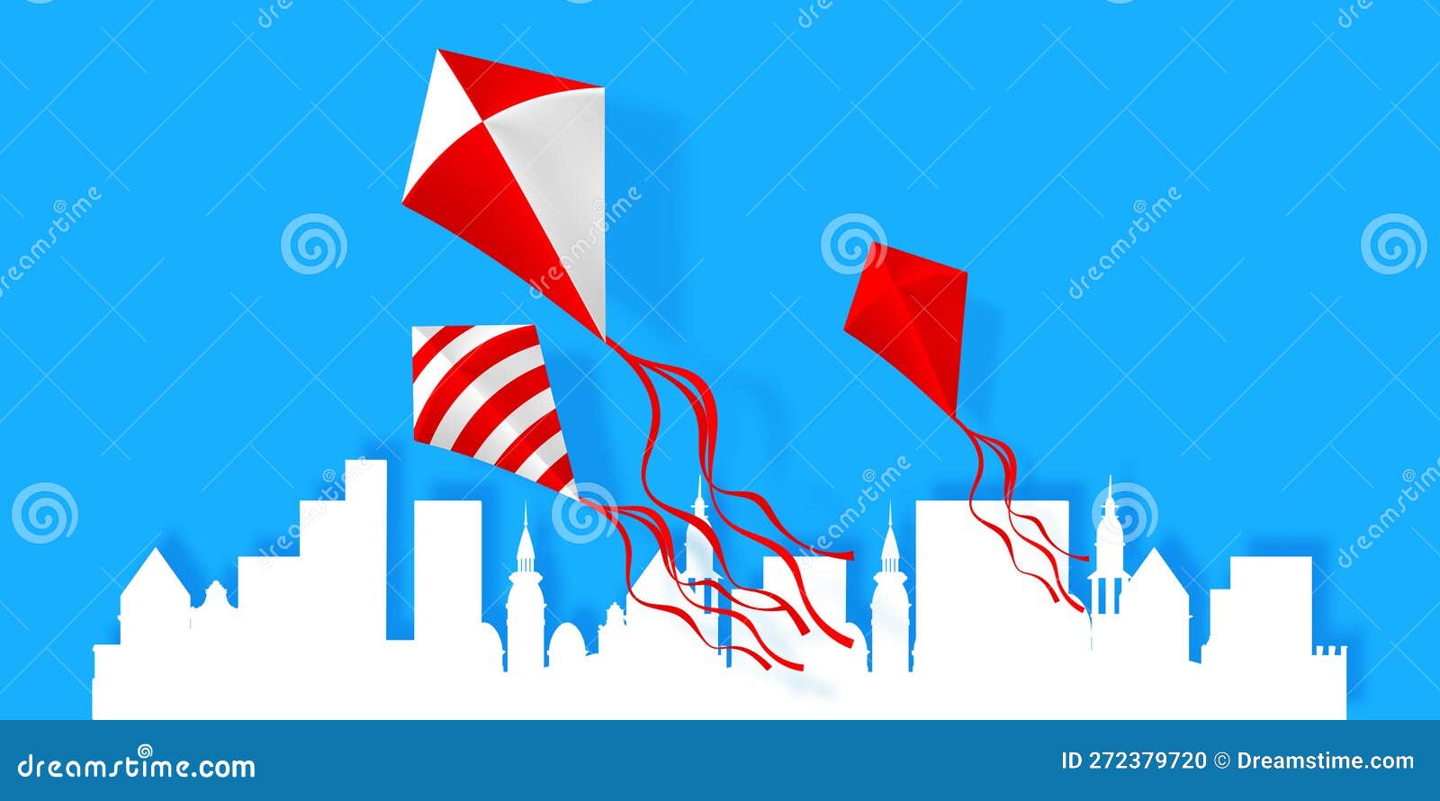 Red and White Kites in the Sky Stock Vector - Illustration of activity ...