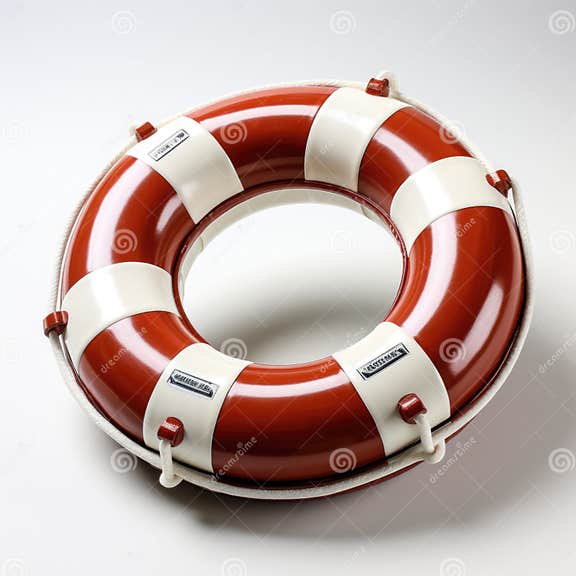 A Red and White Life Preserver on a White Surface Stock Illustration ...