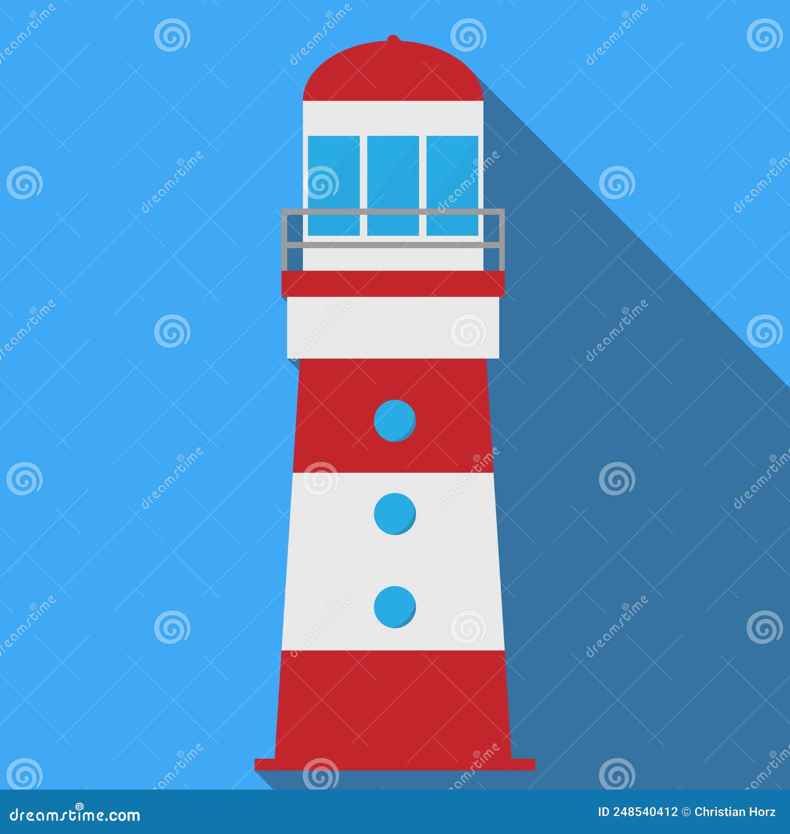 Red and White Lighthouse Against Blue Background Stock Vector ...