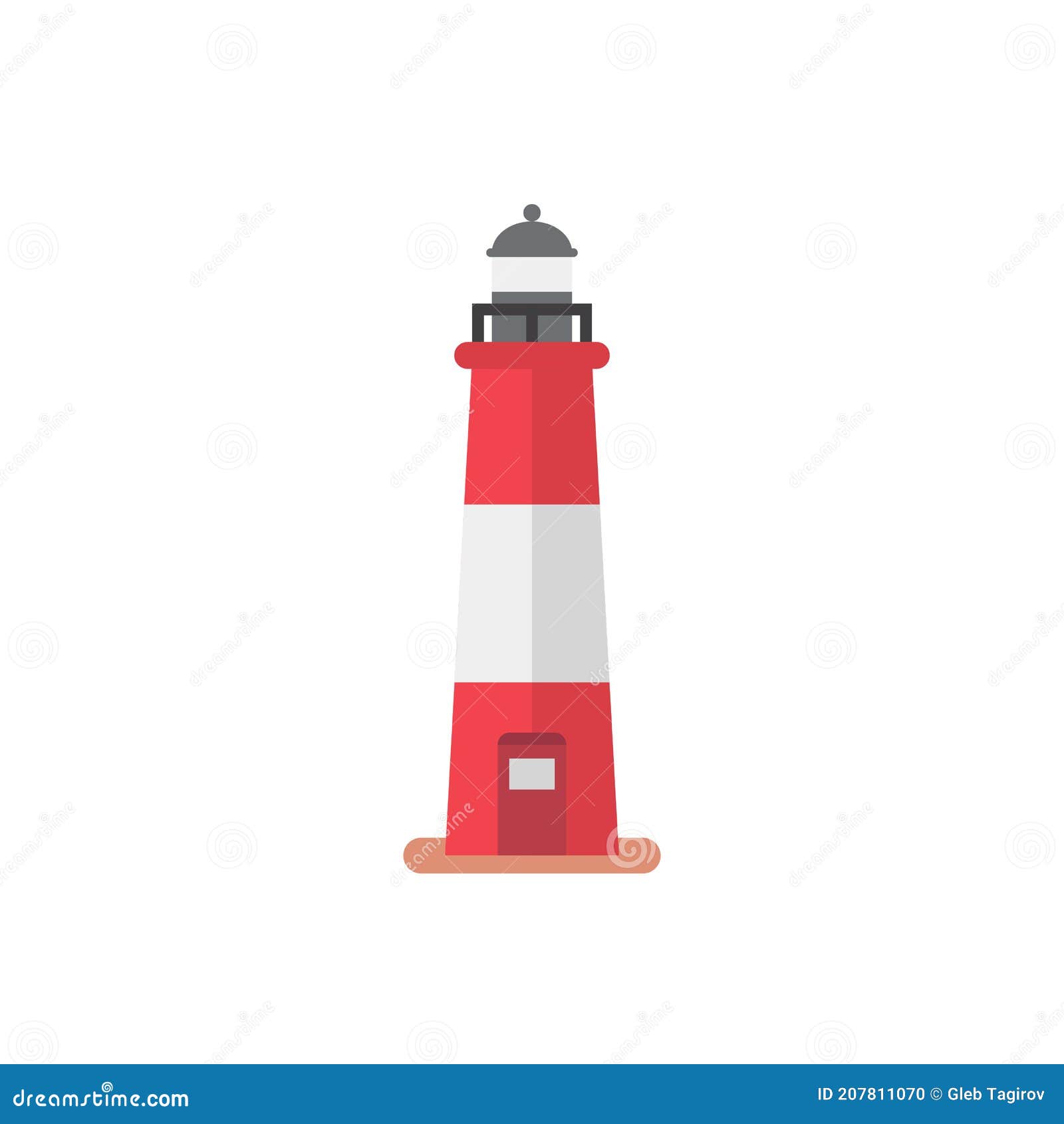 Red and white lighthouse. stock illustration. Illustration of shore ...