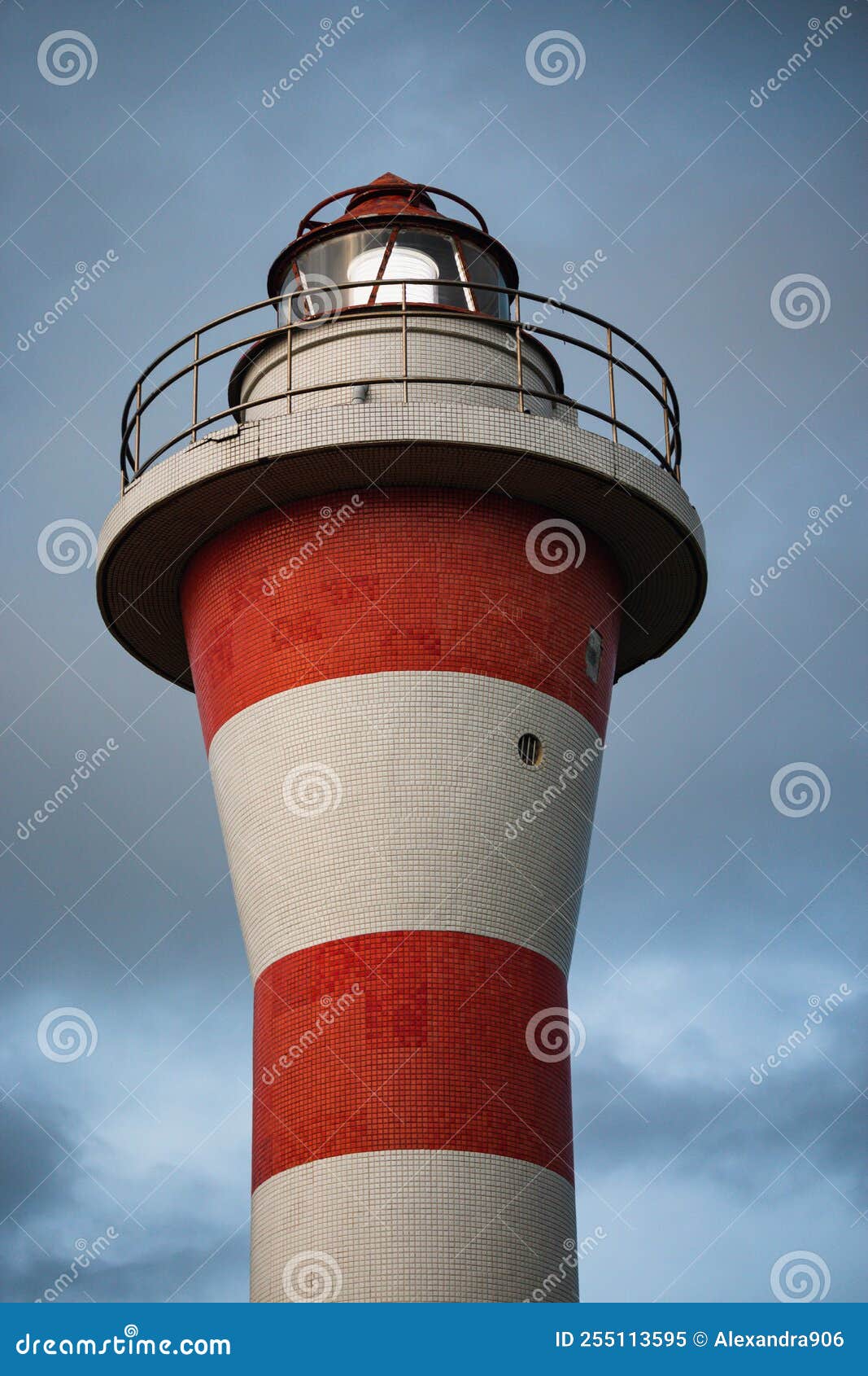 Red and White Lighthouse with LED Light on Stock Image - Image of warn ...