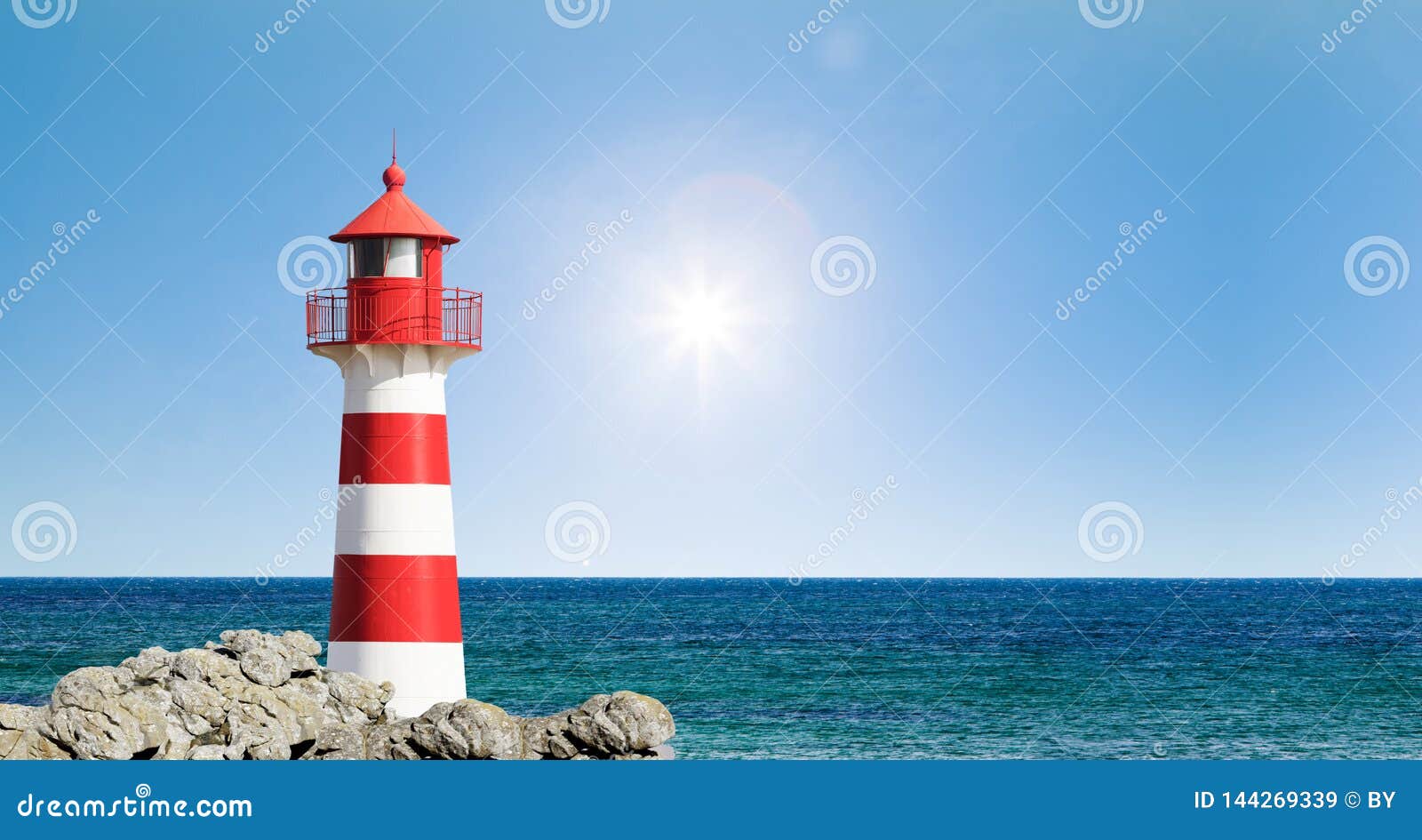 Red and white Lighthouse stock image. Image of architecture - 144269339