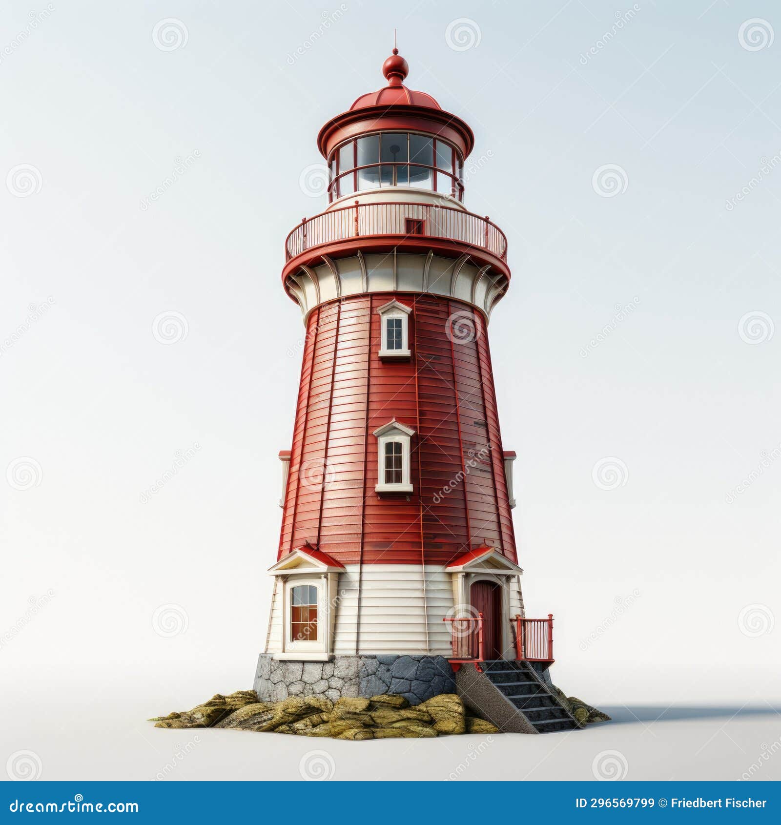 A Red and White Lighthouse on a Small Island Stock Image - Image of ...