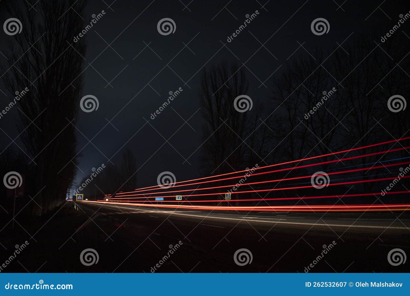 Red and White Lights from Passing Cars. Night Highway. Stock Image ...