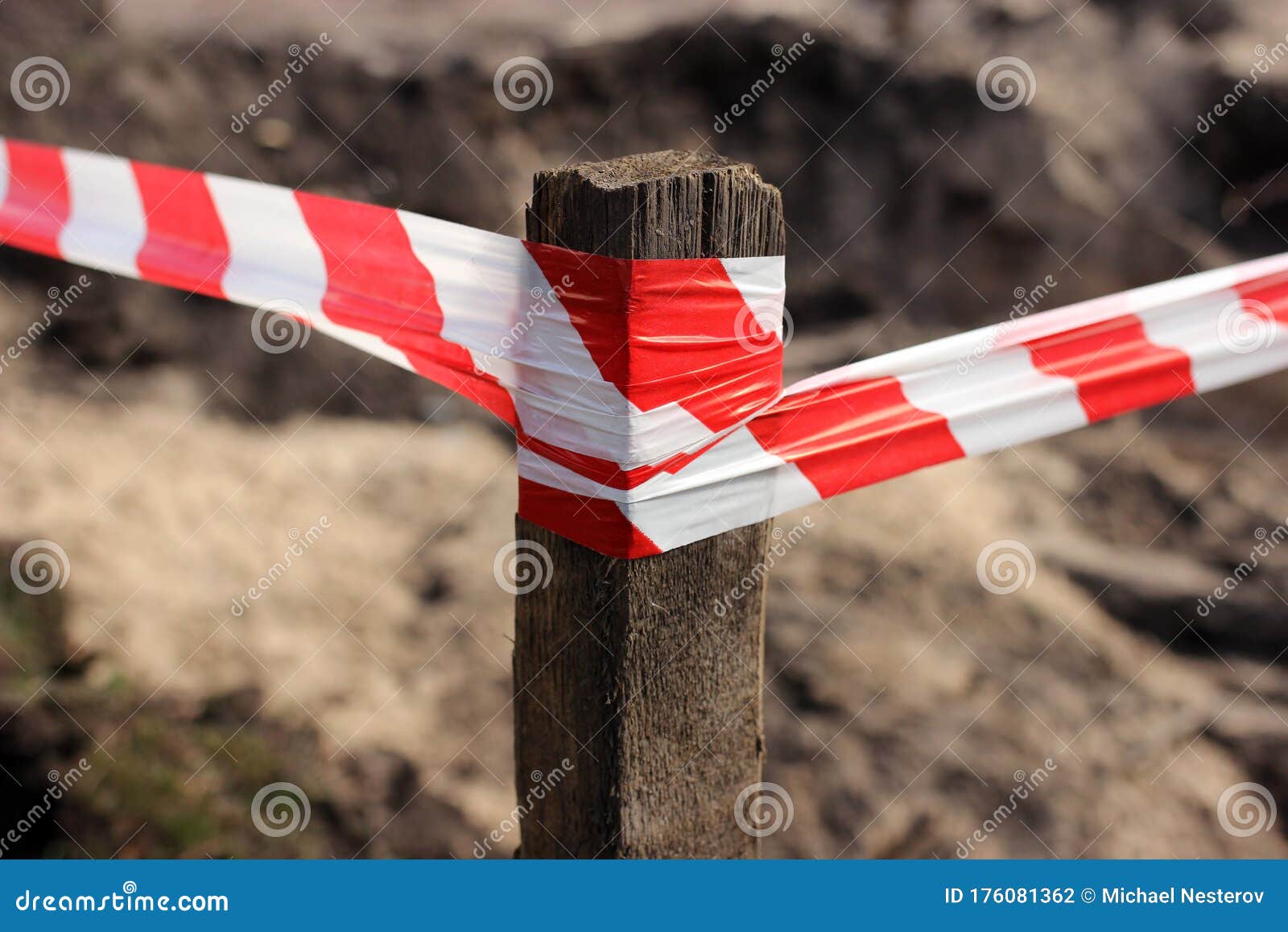 Red and White Lines of Barrier Tape that Forbids Passage, Protects for ...