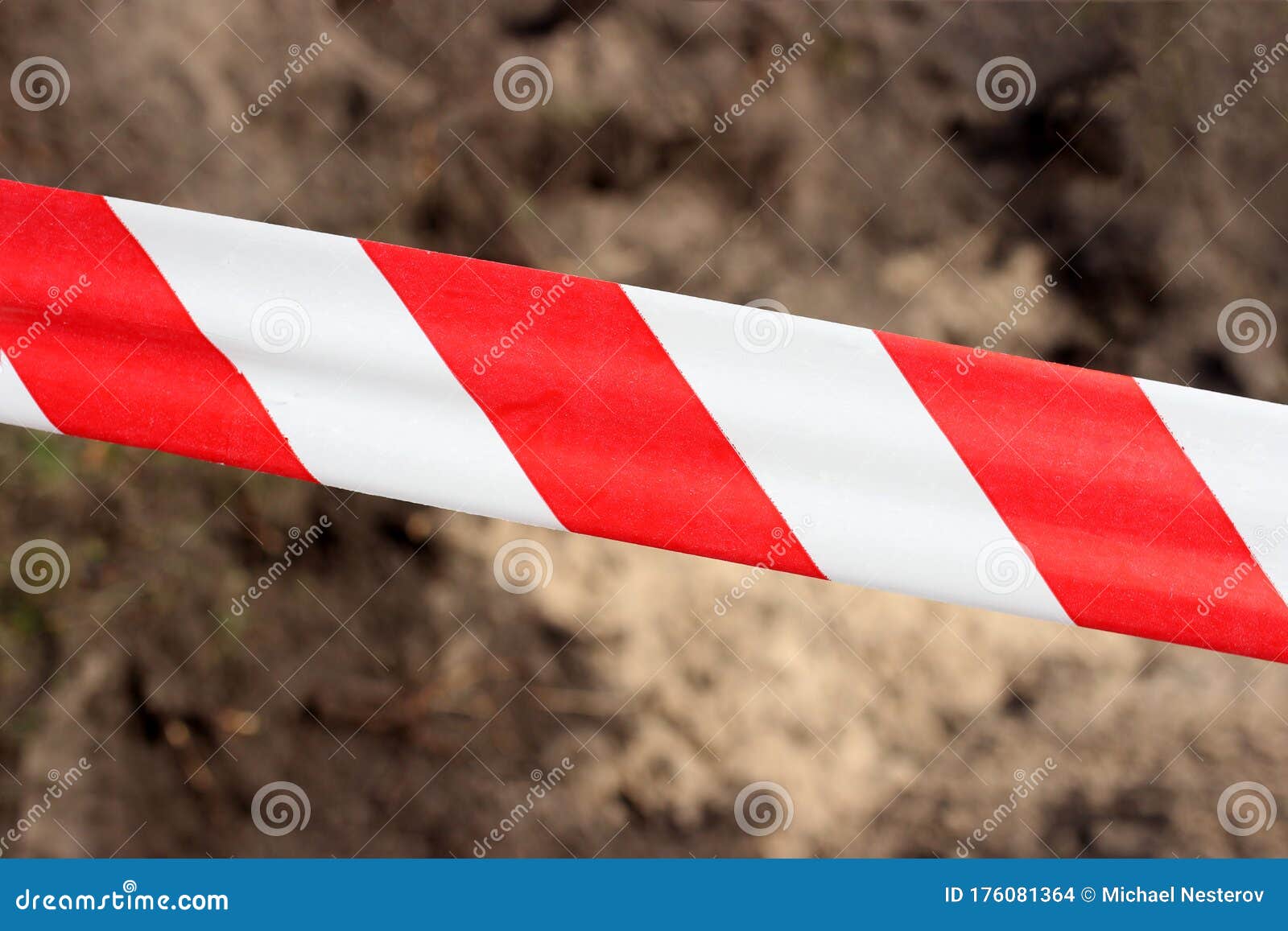 Red and White Lines of Barrier Tape that Forbids Passage, Protects for ...