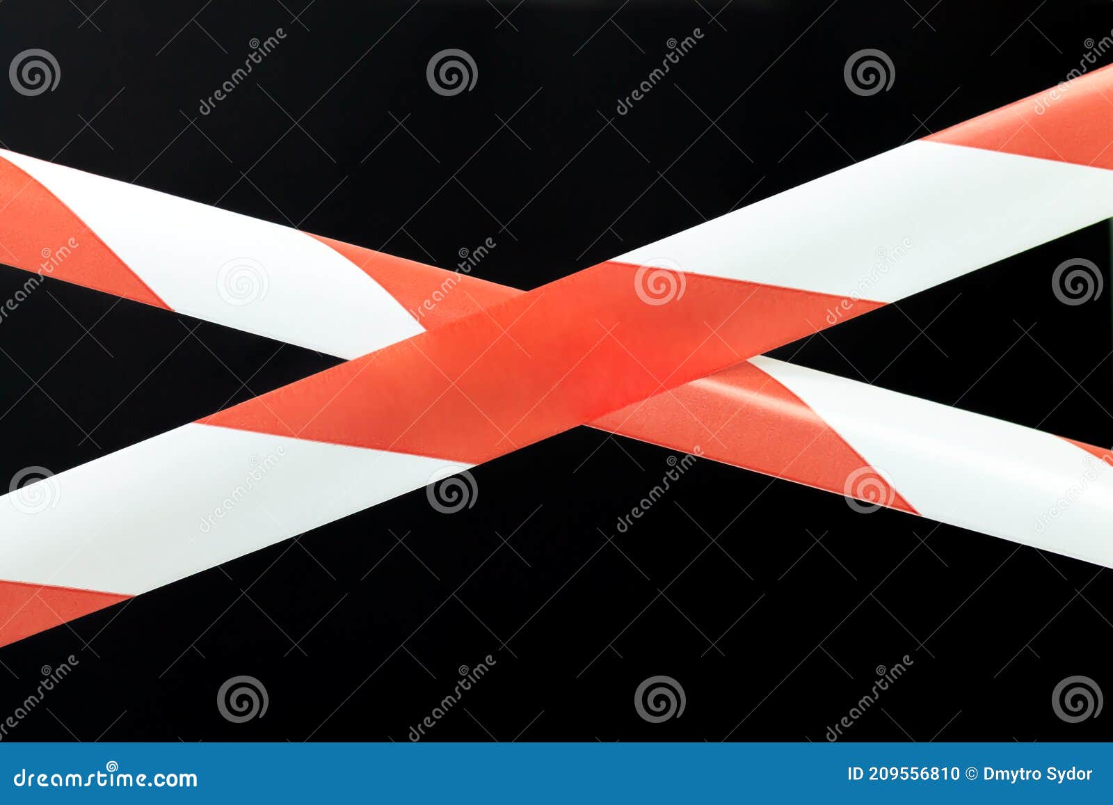 Red and White Lines of Barrier Warning Tape Forbids Passage, No Entry ...