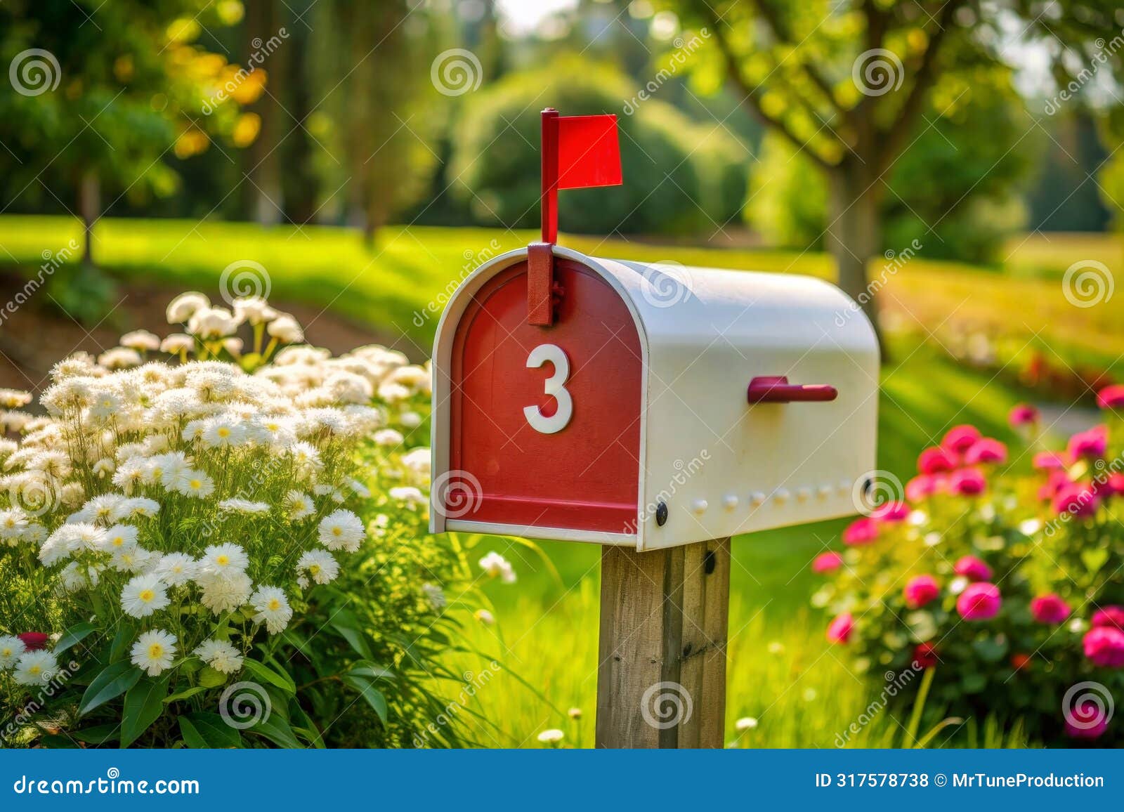 A Red and White Mailbox with the Number 3 on it Stock Illustration ...