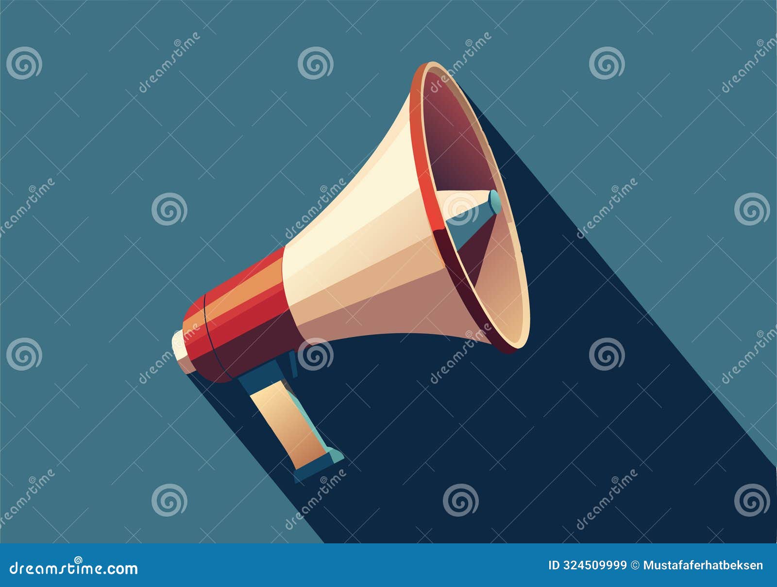 A Red and White Microphone is on a Blue Background Stock Illustration ...