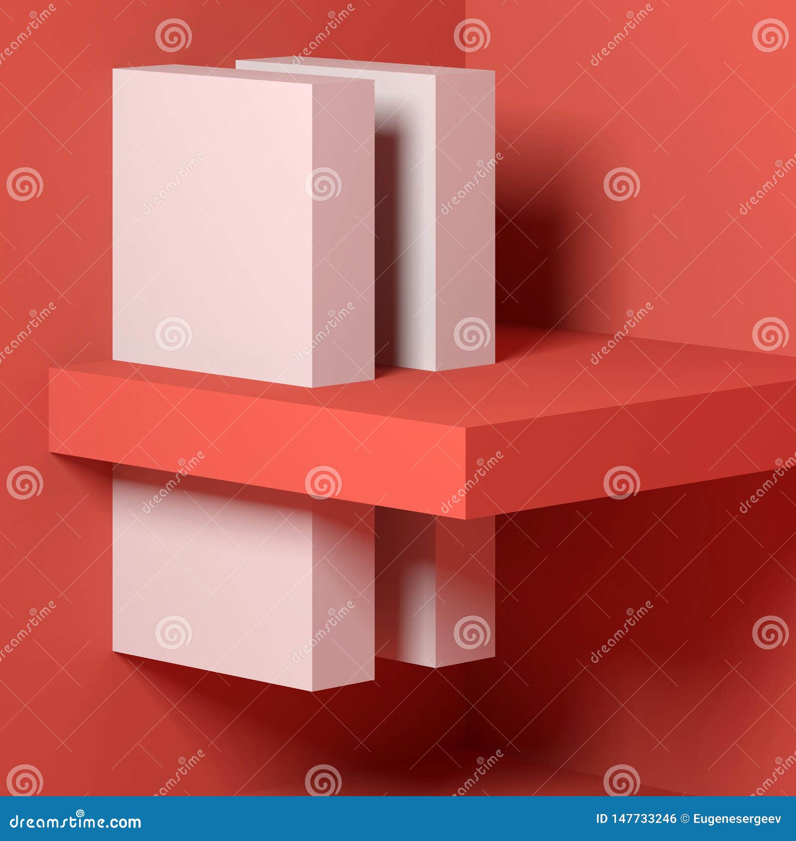 Red White Minimal Installation 3 D Stock Illustration - Illustration of ...