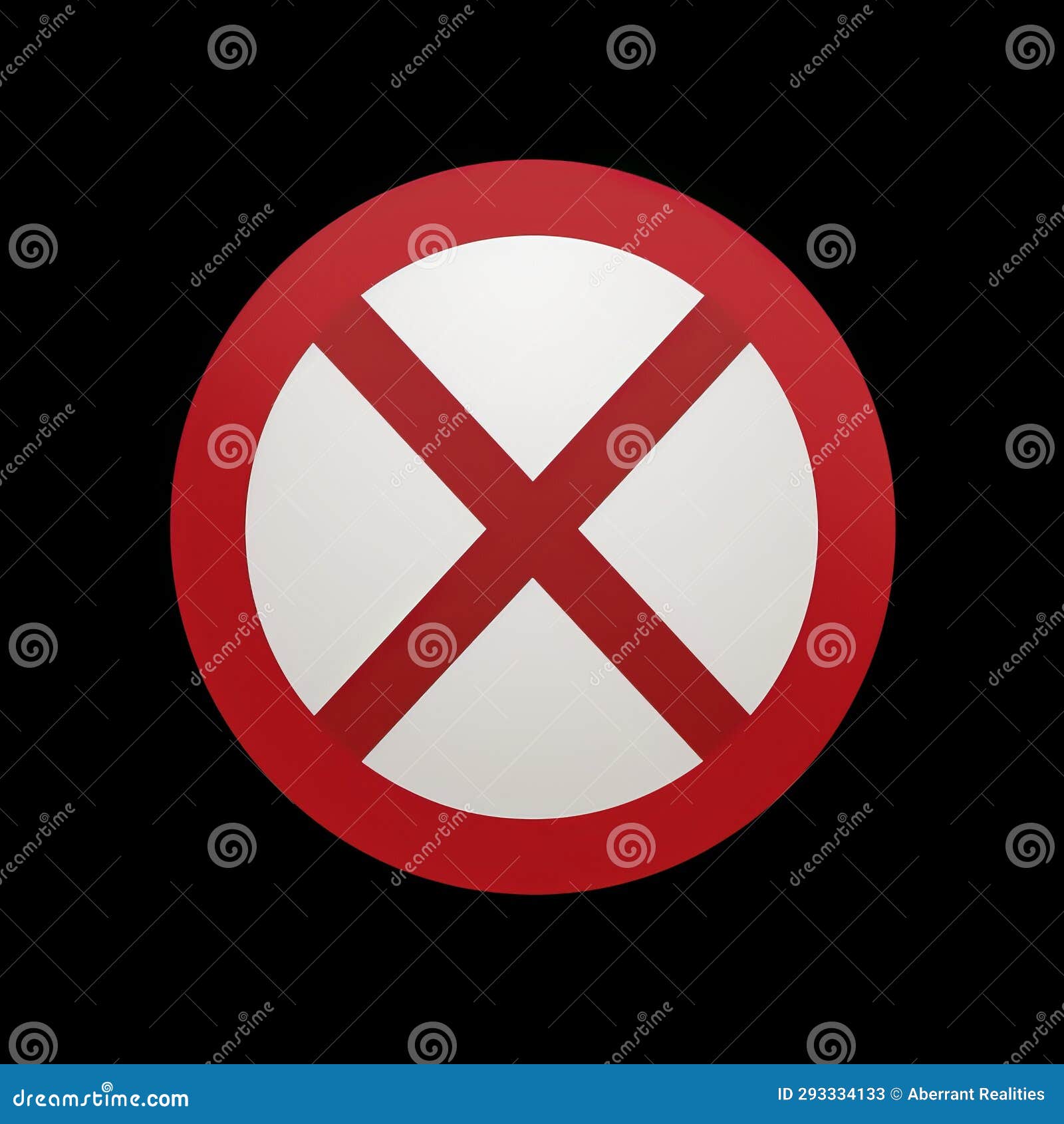 A Red and White No Entry Sign on a Black Background Stock Illustration ...