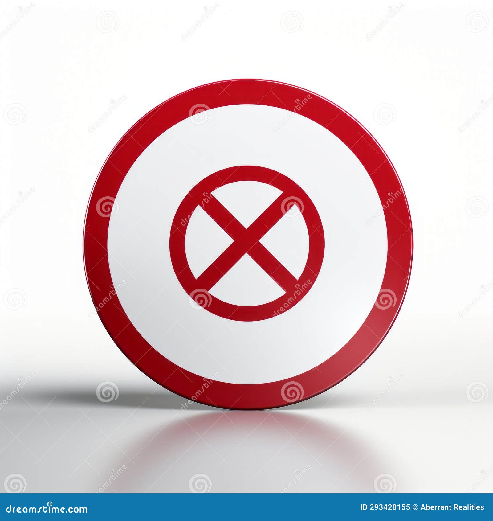 A Red and White No Entry Sign on a White Surface Stock Illustration ...