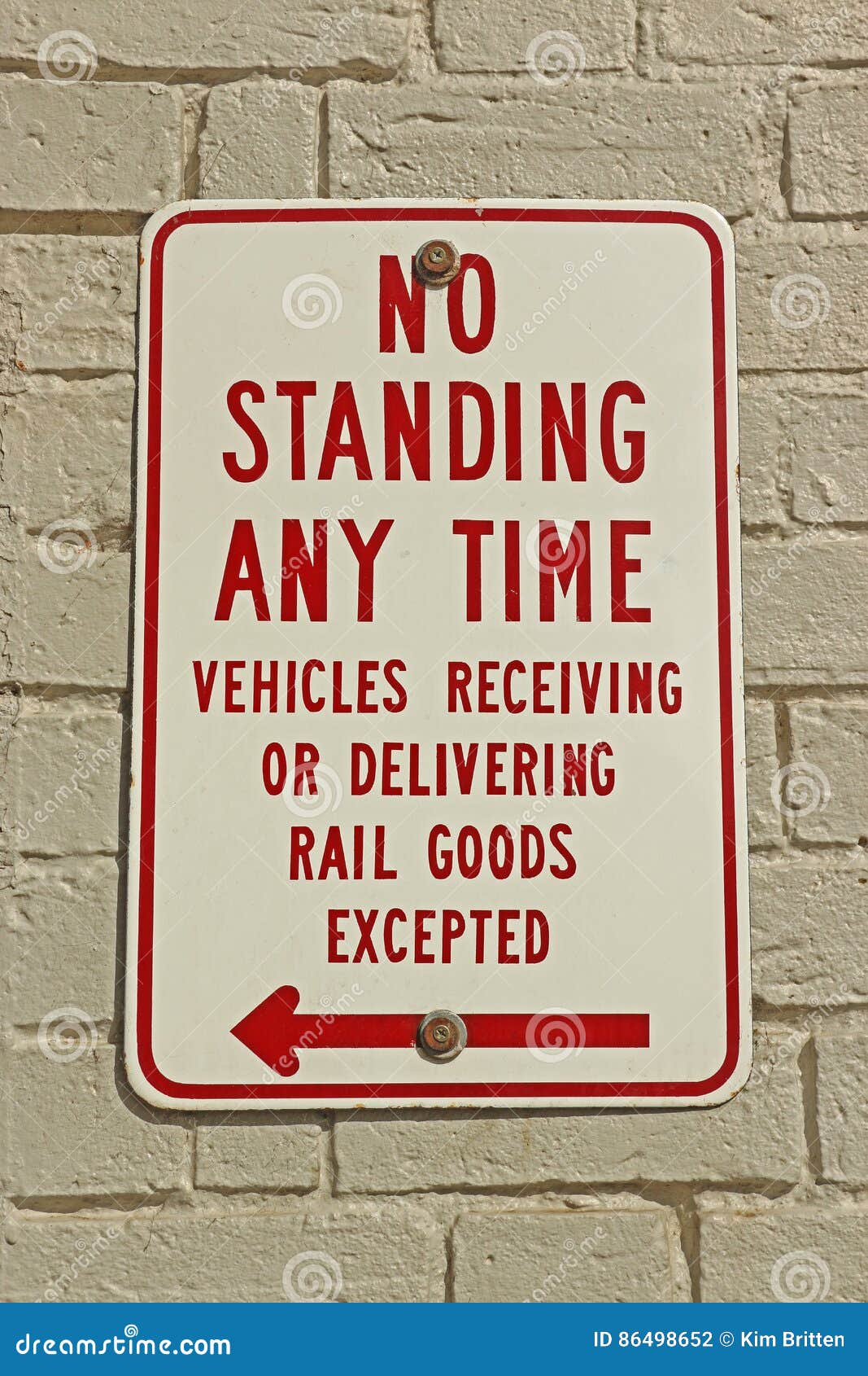 Red and White No Standing Any Time Sign Stock Photo - Image of rail ...