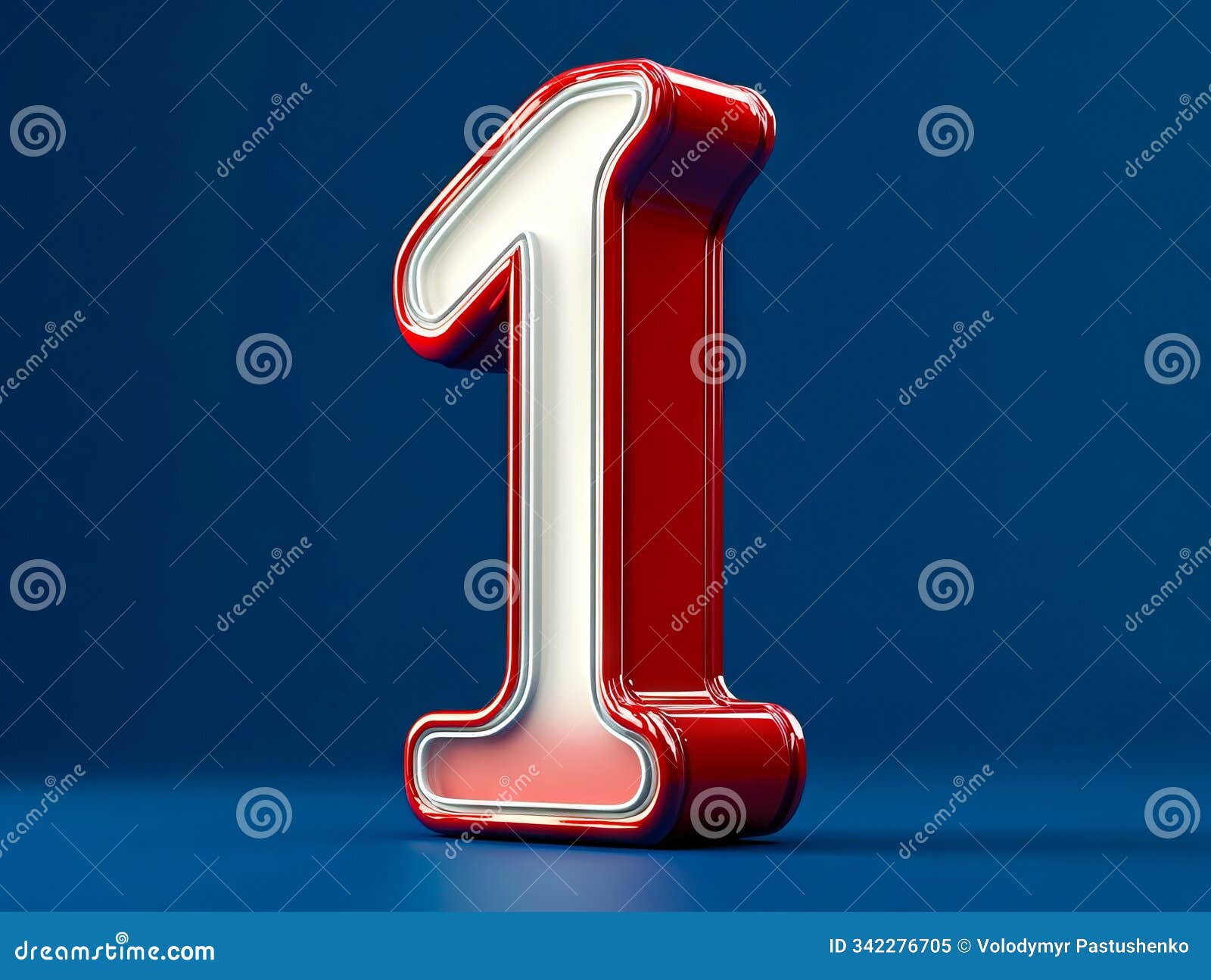 A Red and White Number One on a Blue Background Stock Illustration ...