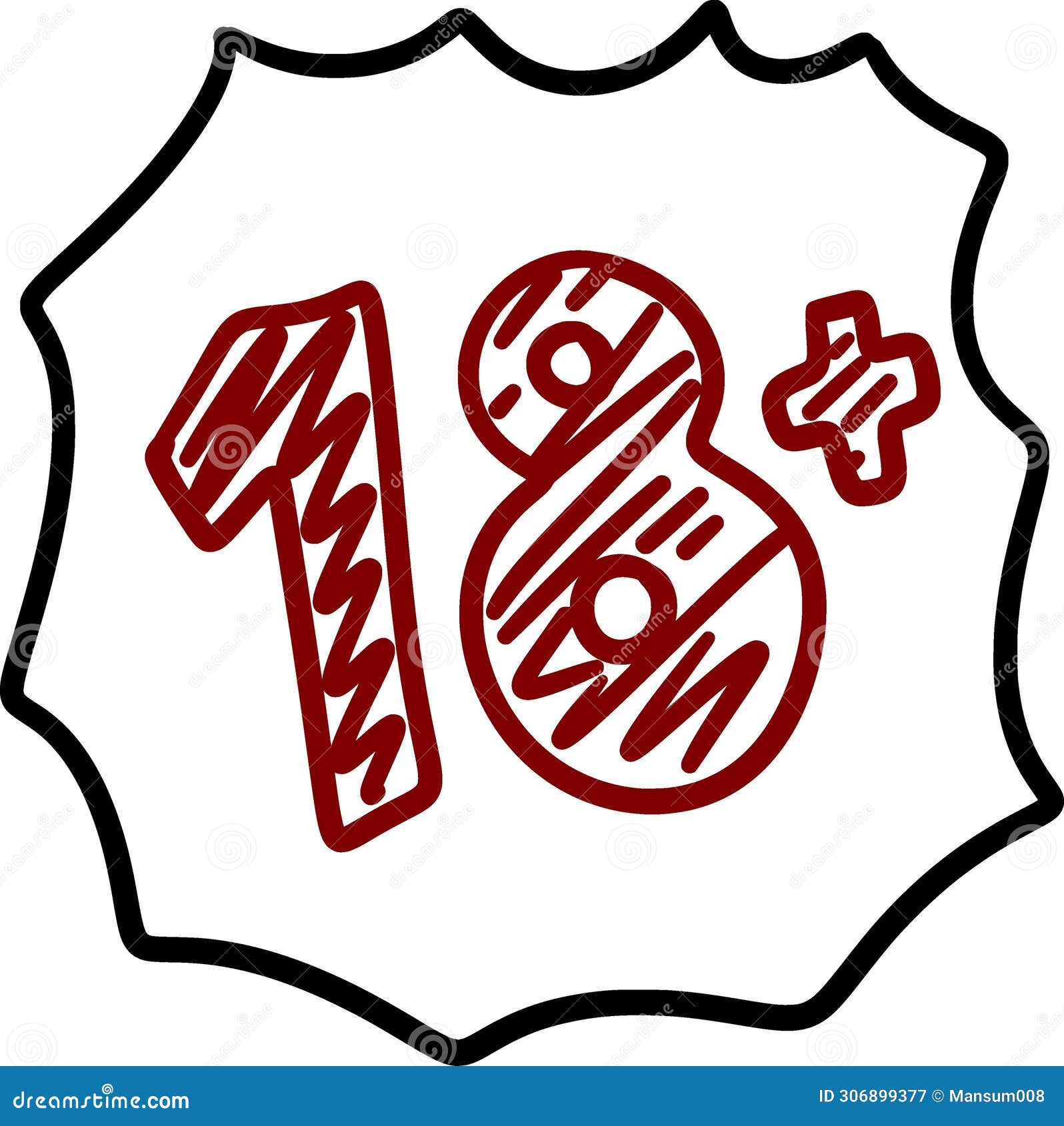 A Red and White Number 18 Plus with a White Background Stock ...