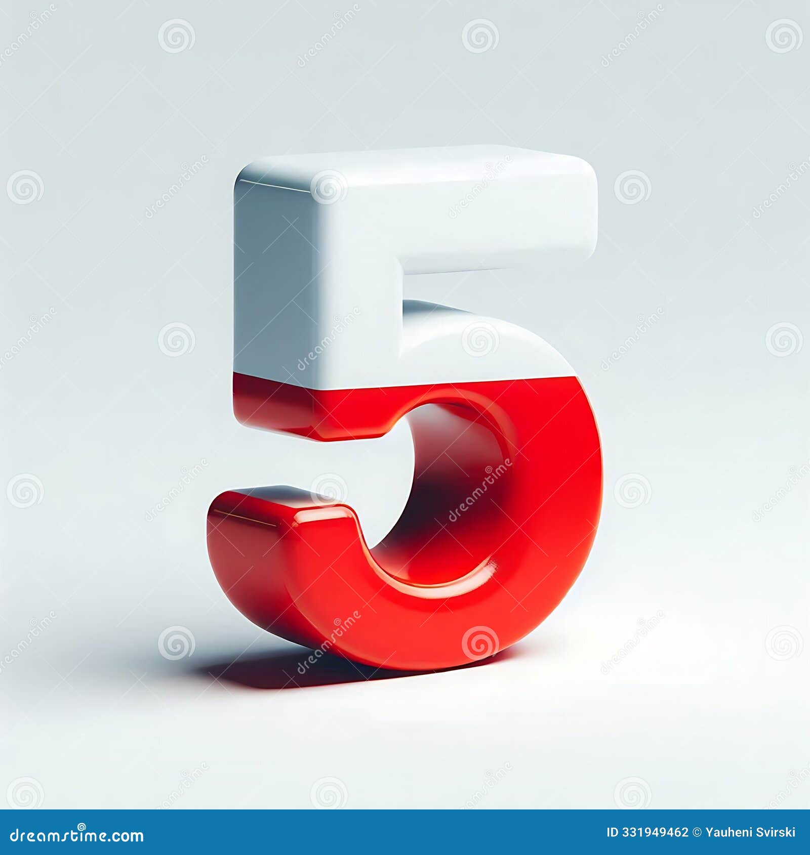 A Red and White Number 5 is Shown in a 3D Form. the Number is Made Up ...