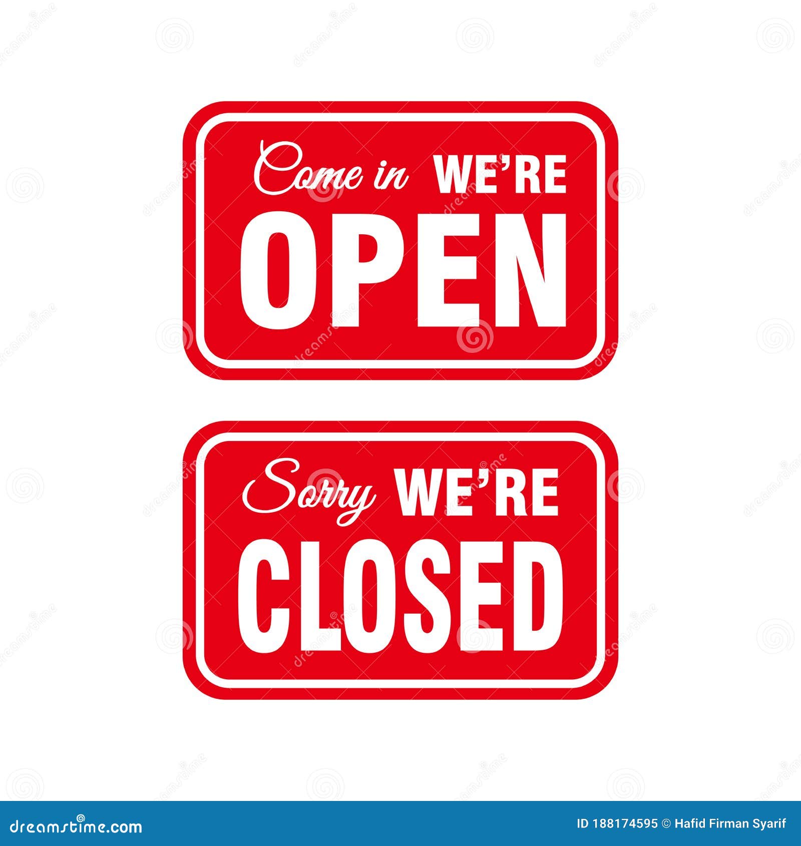 Red White Open and Closed Plate Shop Signs Illustration Template Vector ...