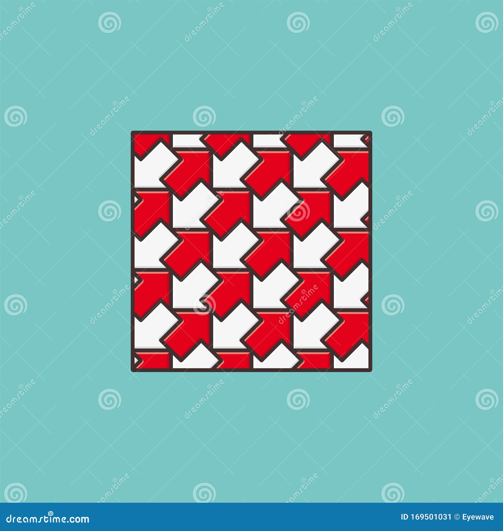 Red and White Opposite Arrows in Square Vector Illustration Stock ...