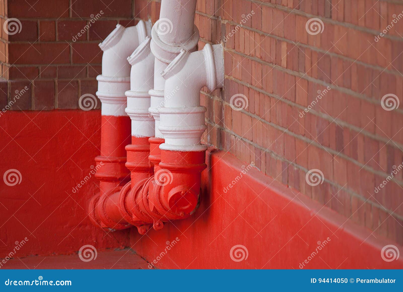RED and WHITE PAINTED PLUMBING PIPES Stock Photo - Image of painted ...