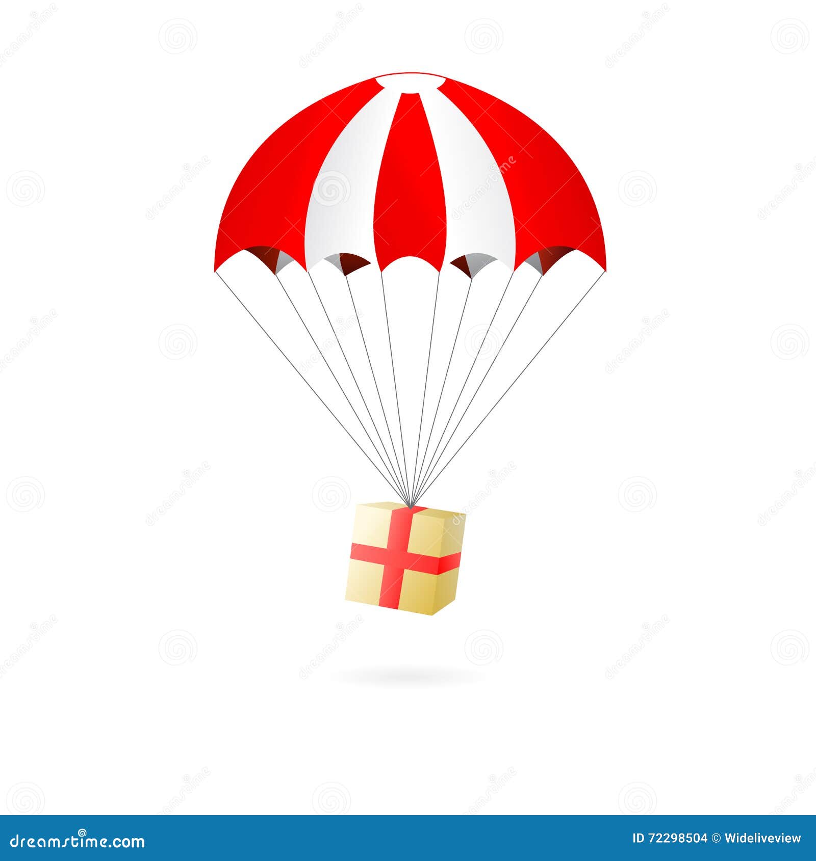 Red And White Parachute Holding Delivery Box Cartoon Vector ...