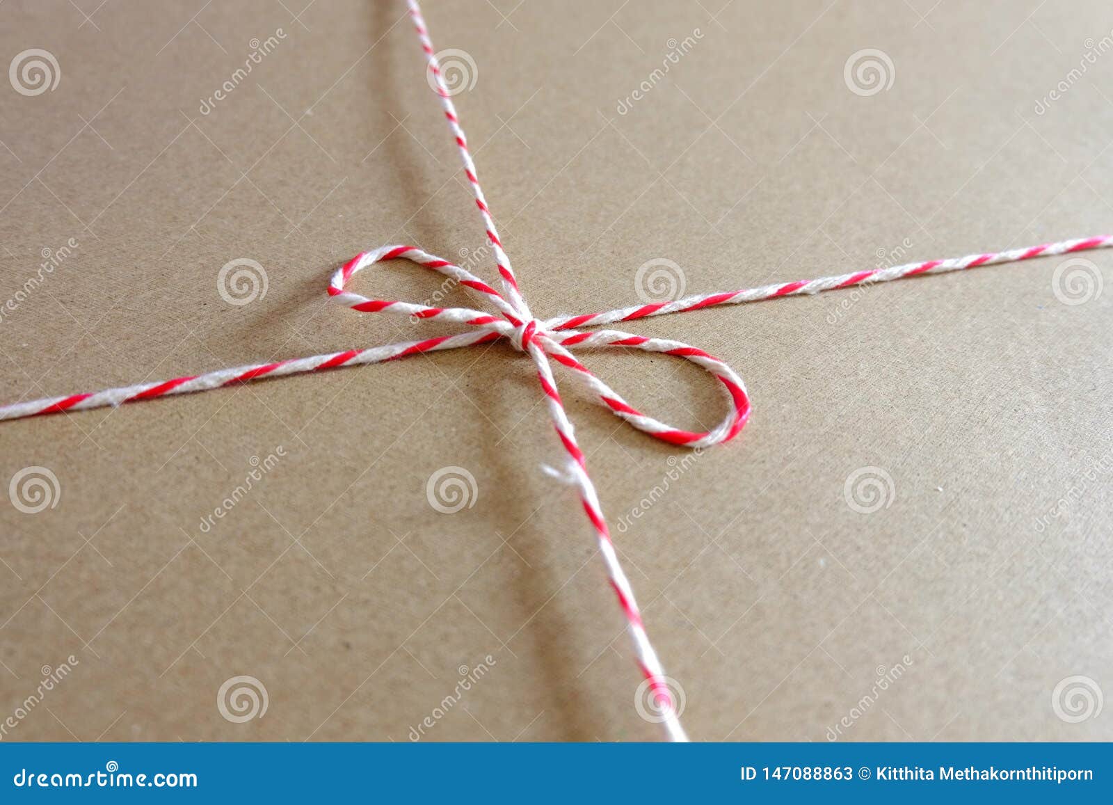 Red and White Parcel Rope Close Up Package Stock Image - Image of white ...