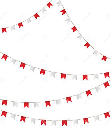 Red and White Party Flag Set, Vector Illustration Stock Vector ...