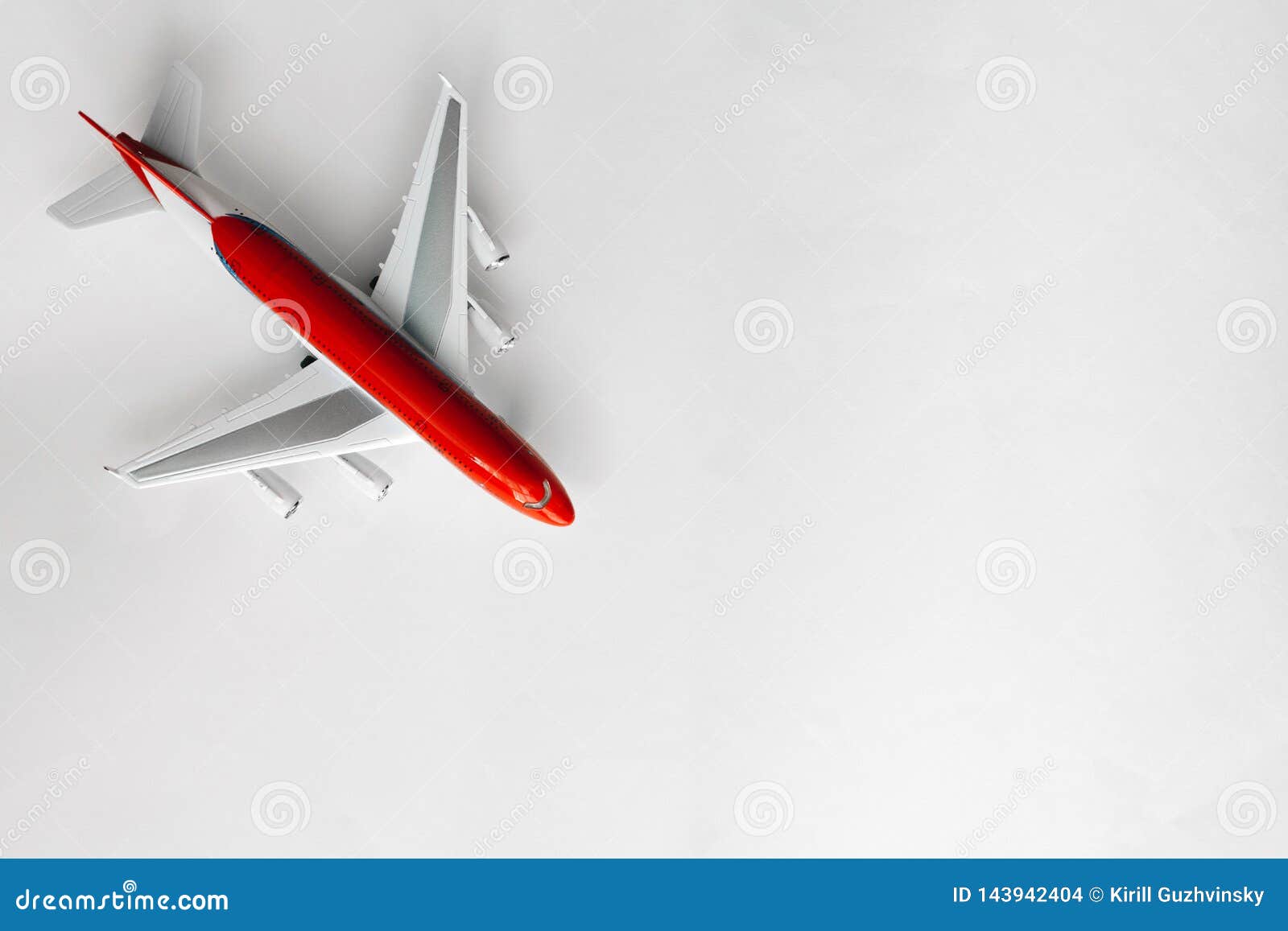 Red White Plane on White Background Top View with Copy Space Stock ...