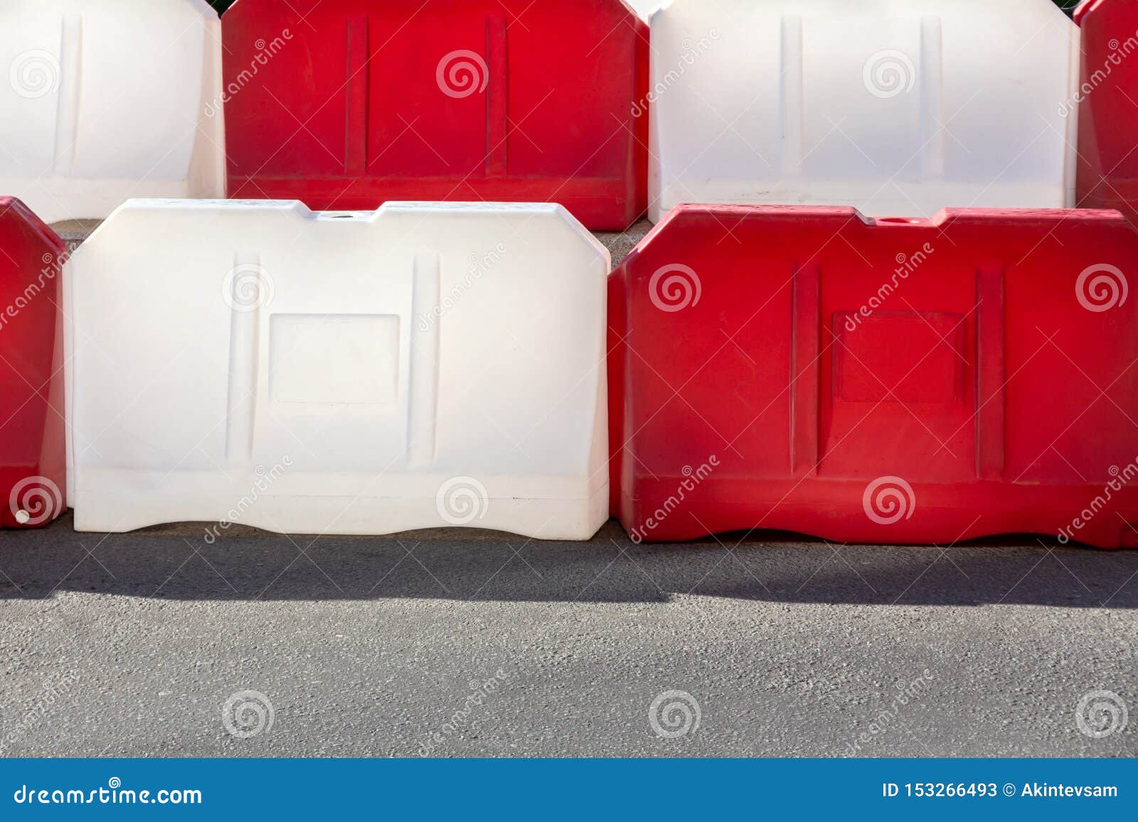 Red and White Plastic Road Blocks Close Up Stock Image - Image of ...