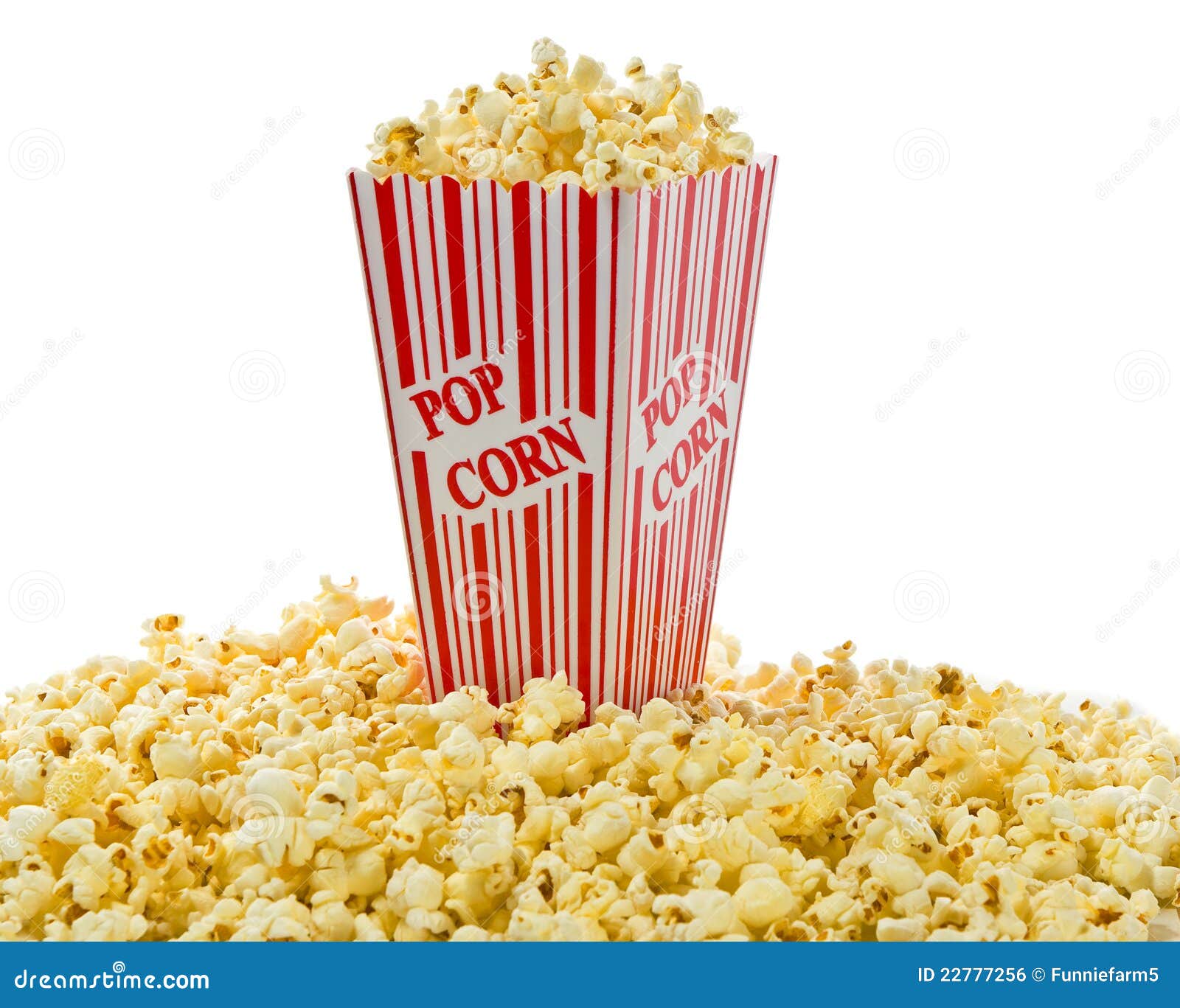 Red and White Popcorn Box Isolated on White Stock Photo - Image of ...