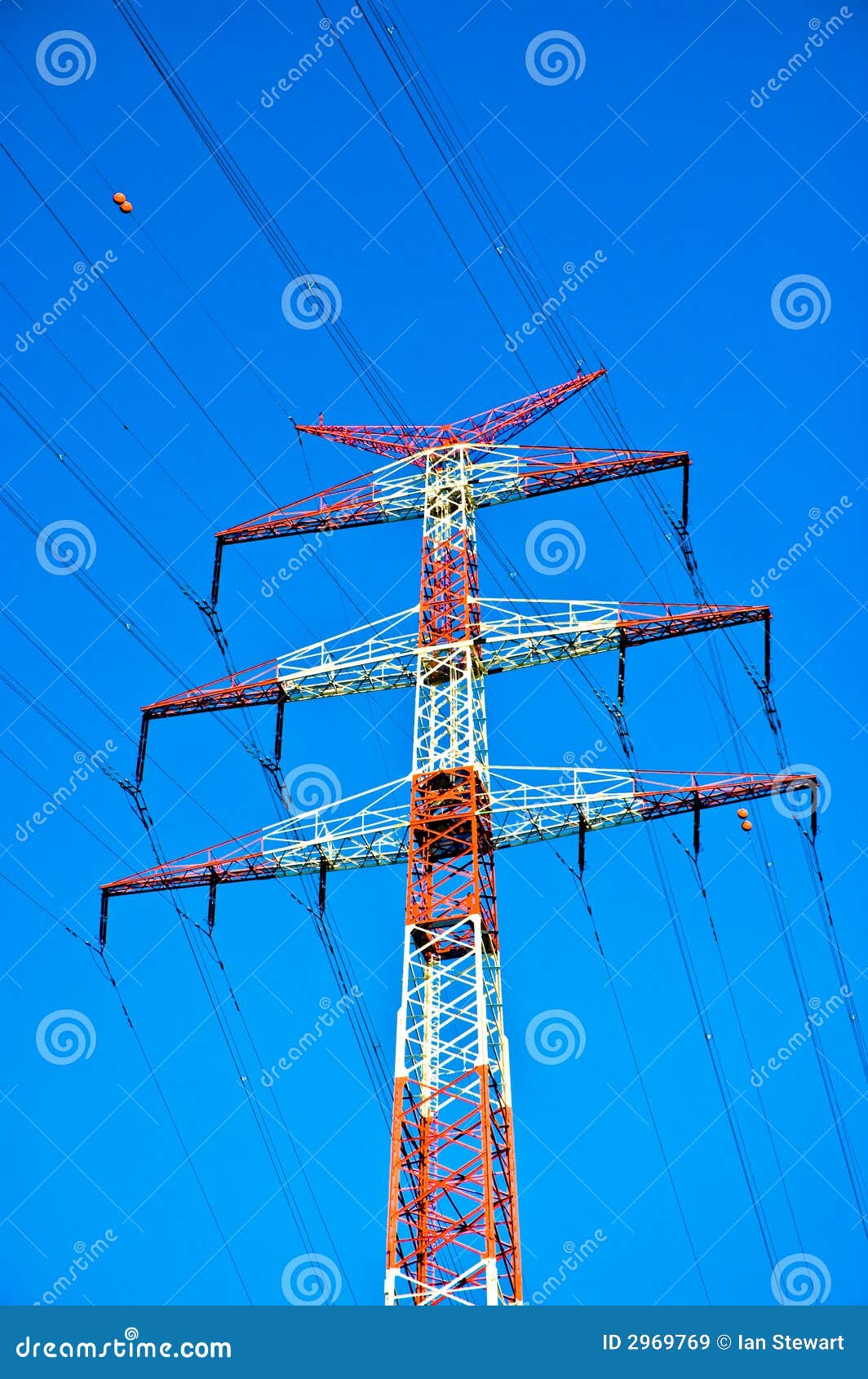 Red and White Pylon stock image. Image of structure, steel - 2969769