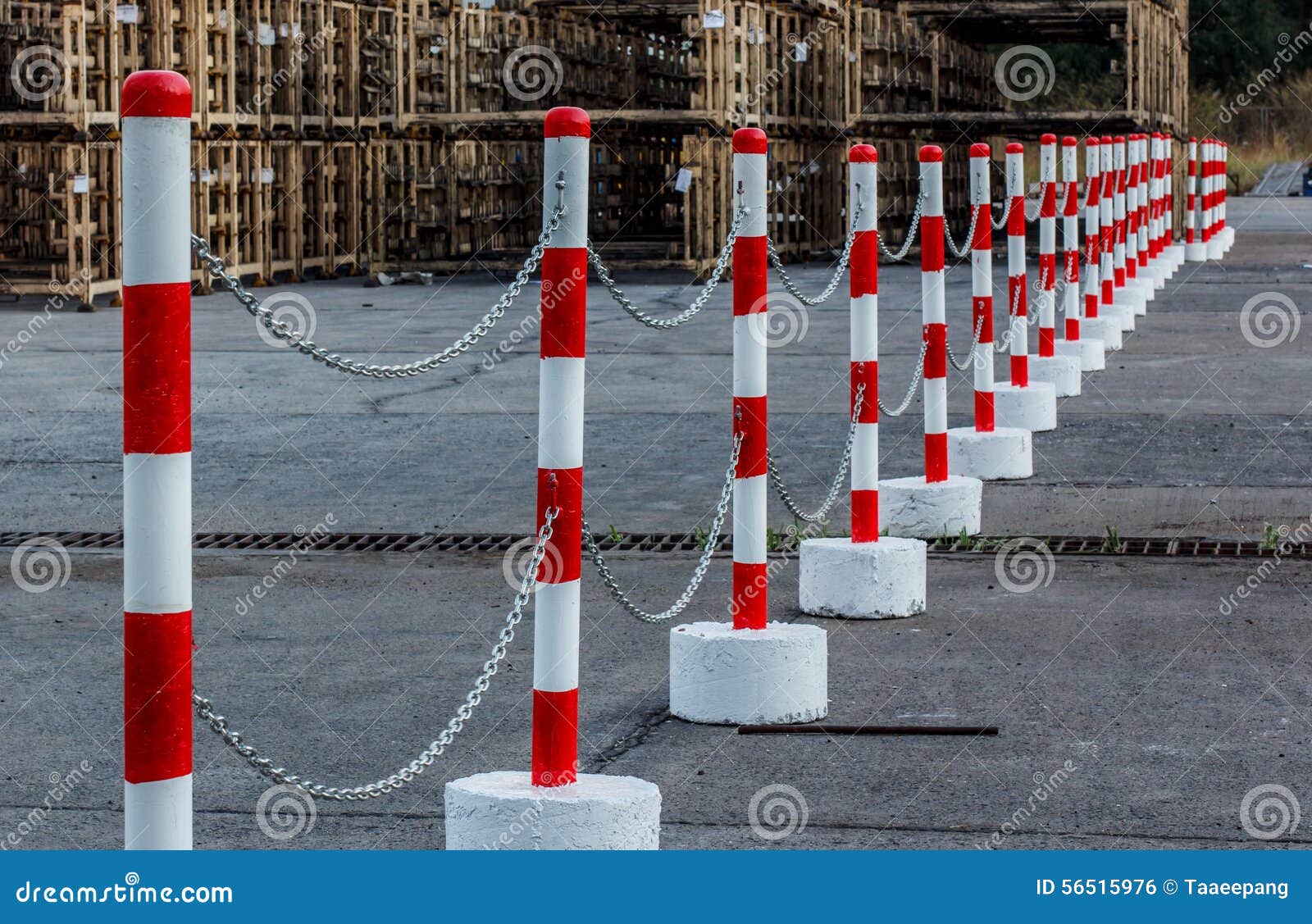 Red white pylons Alerts stock photo. Image of caution - 56515976