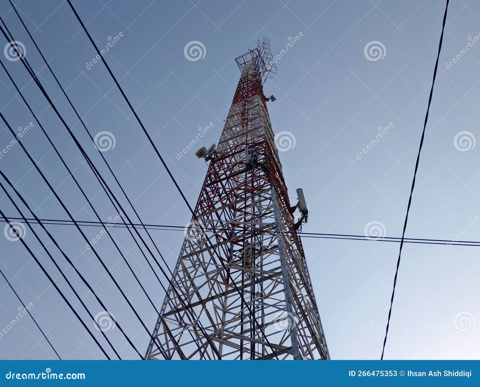 Red White Radio Tower stock image. Image of landmark - 266475353