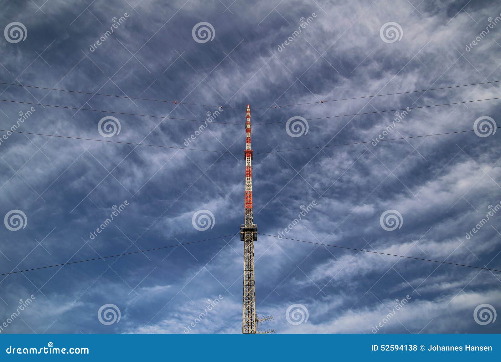 Red and White Radio Tower in Unusual Angle Stock Photo - Image of ...