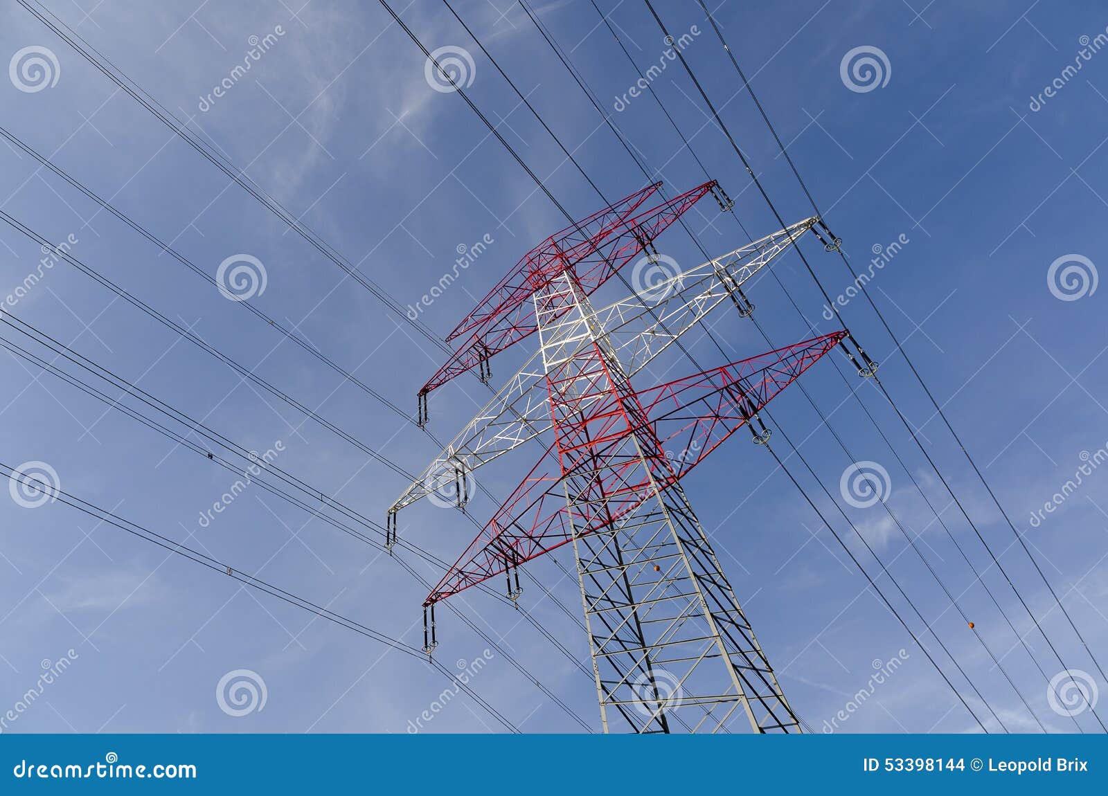 Red, White and Red Painted Power Pole Stock Photo - Image of painted ...
