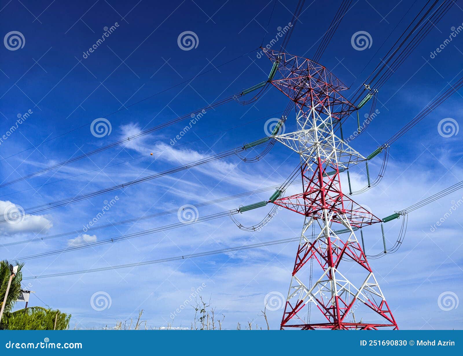 Red, White and Red Painted Power Pole Stock Photo - Image of mountain ...
