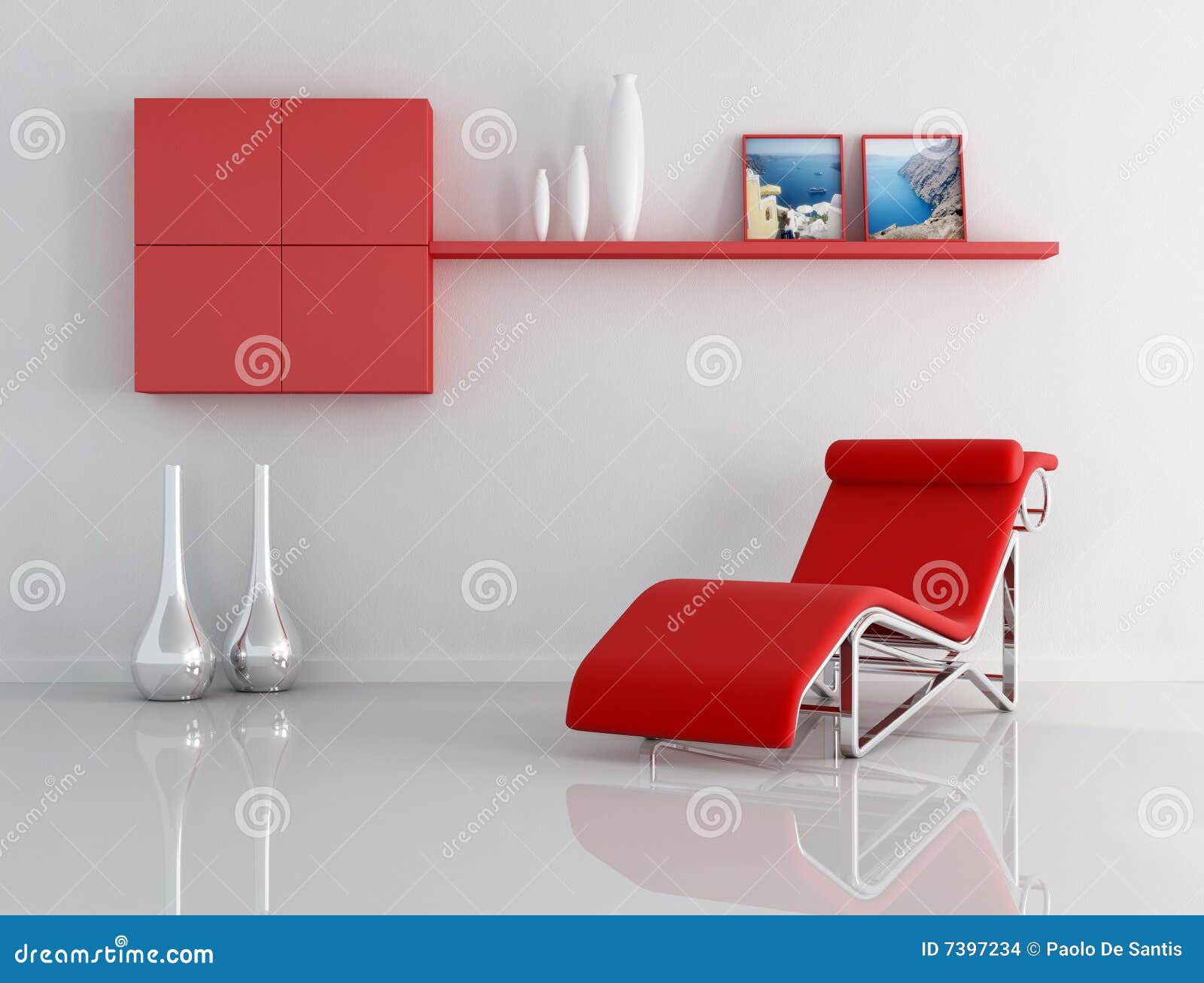 Red and white relax room stock illustration. Illustration of white ...