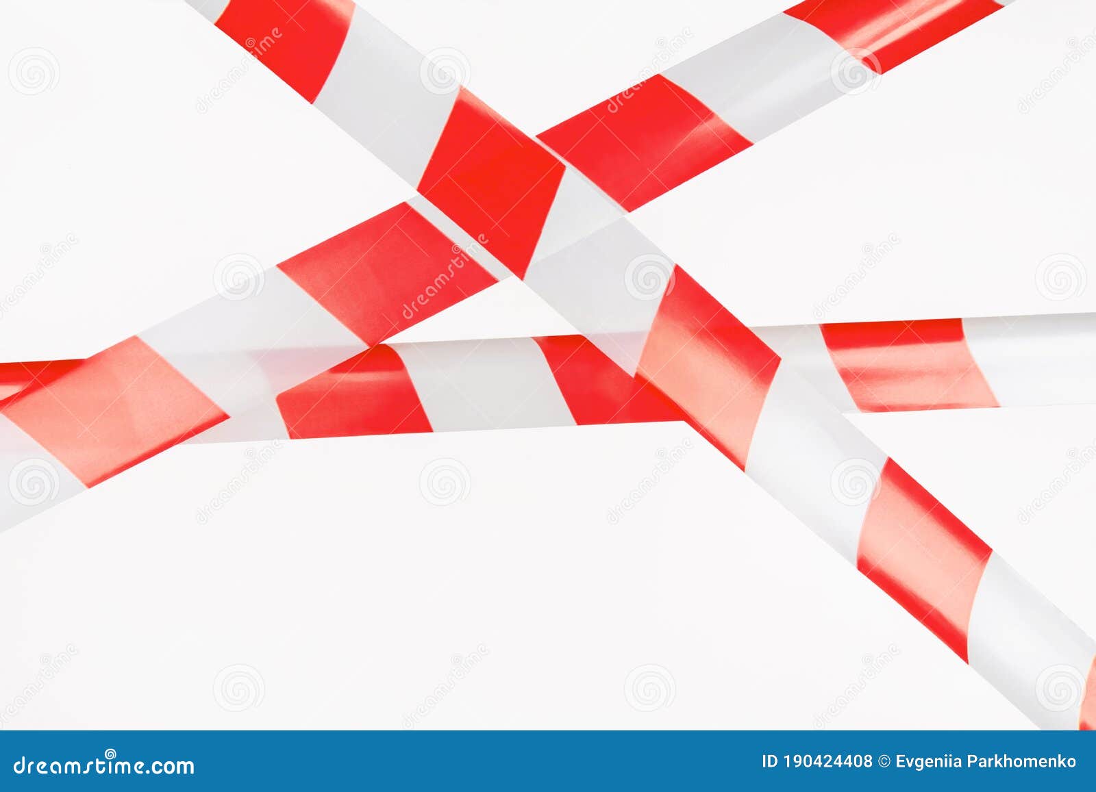 Red and White Restrictive Tape on a White Background. the Tape is ...