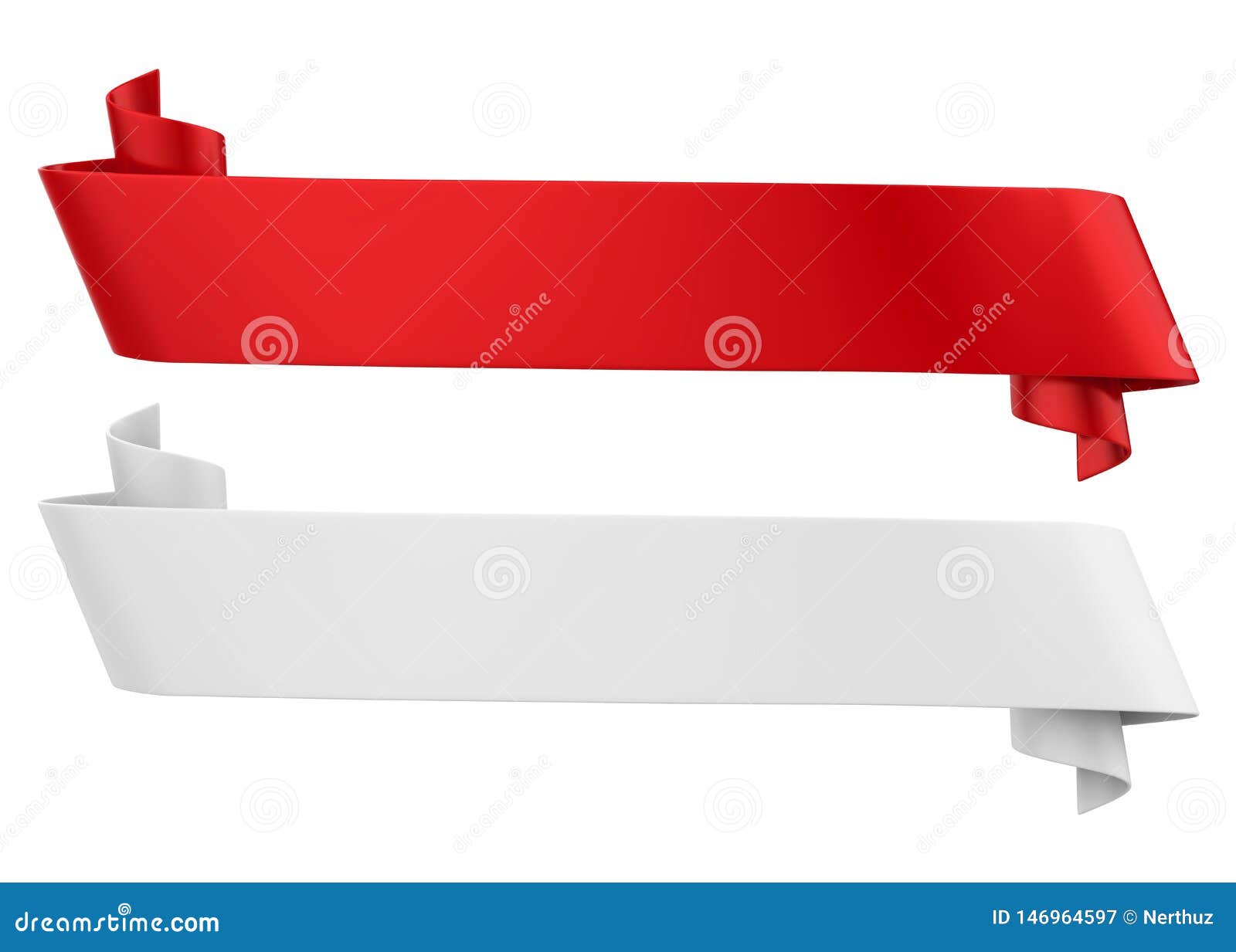 Red and White Ribbon Banners Isolated Stock Illustration - Illustration ...