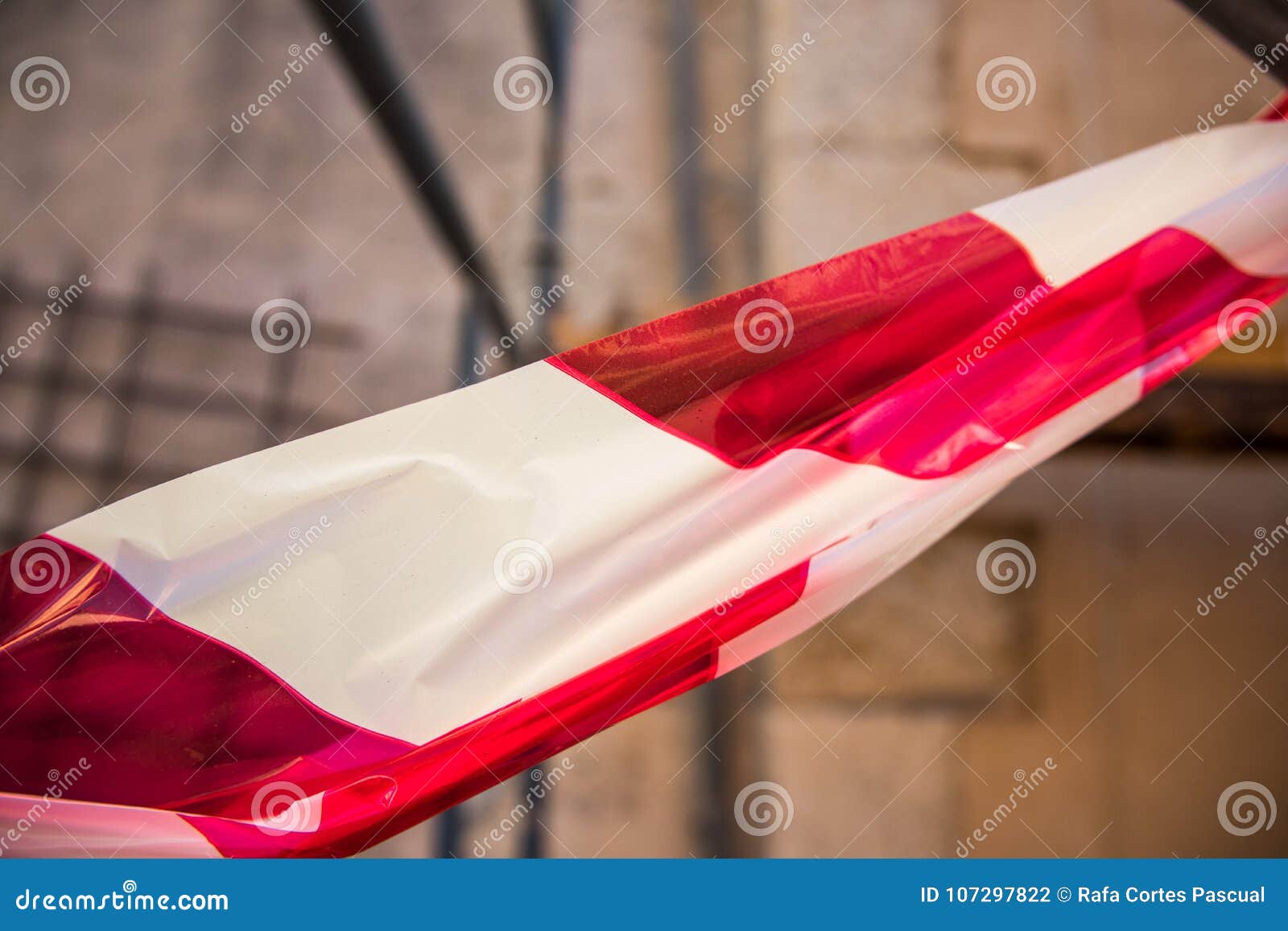 Red and White Ribbon for Buildings. Separating Security Zones Stock ...