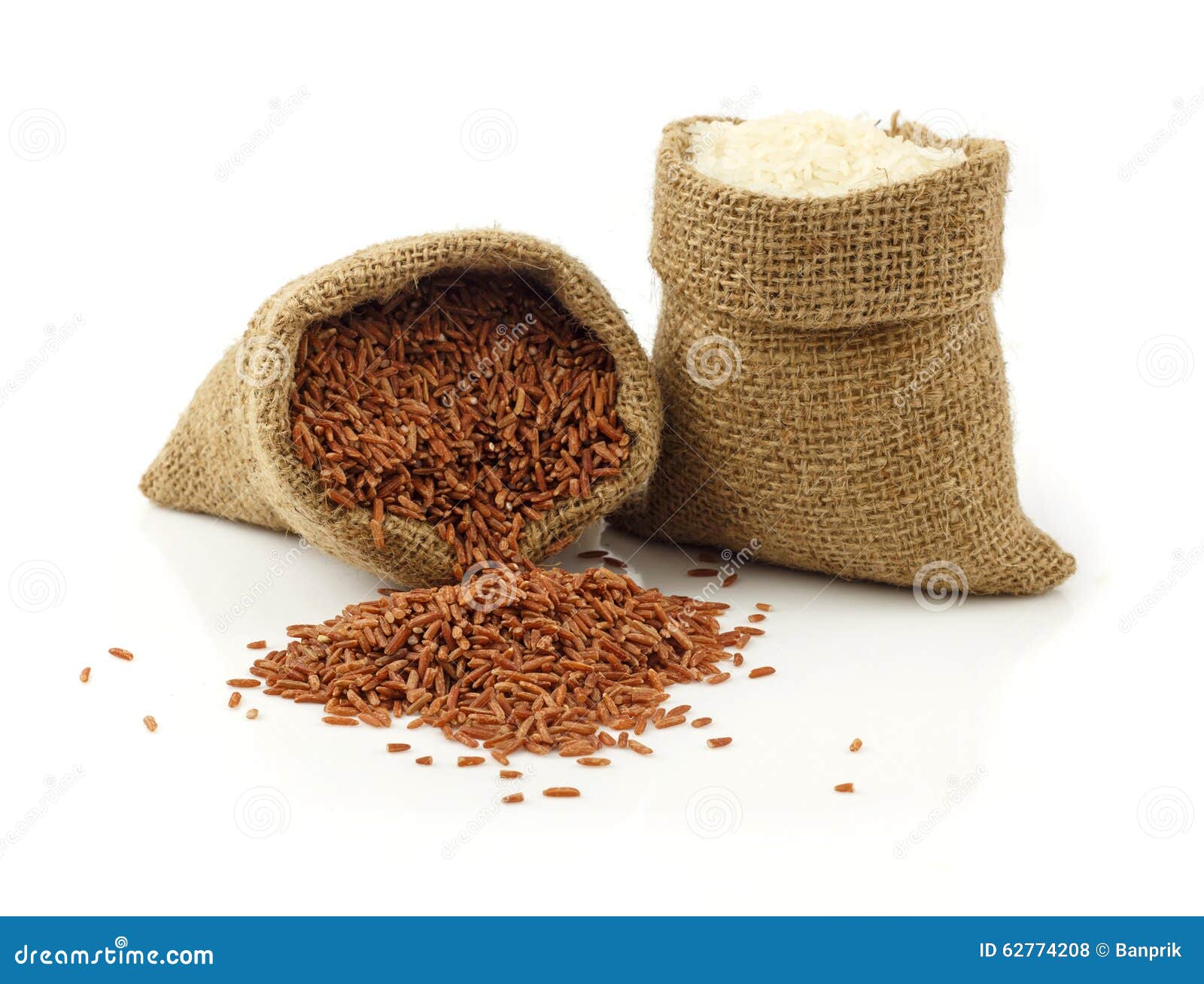 Red and White Rice Grain on White Background Stock Photo - Image of ...