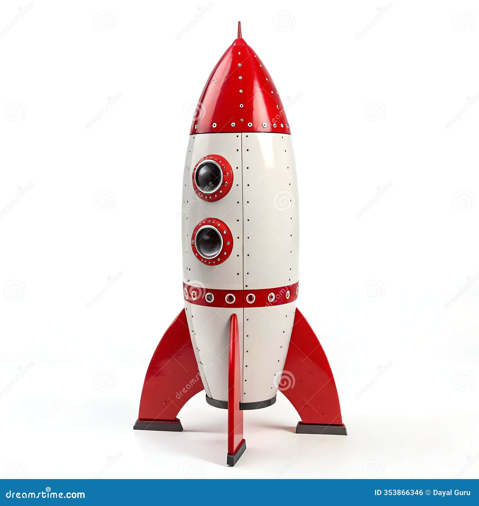 Red and White Rocket Ship Isolated on White Background Stock ...