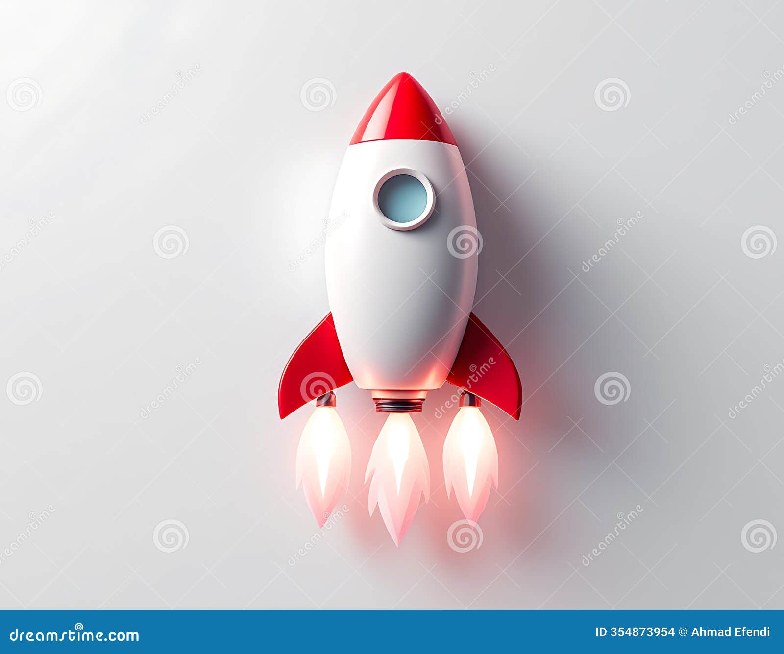 A Red and White Rocket Ship Launching into Space: a Symbol of ...